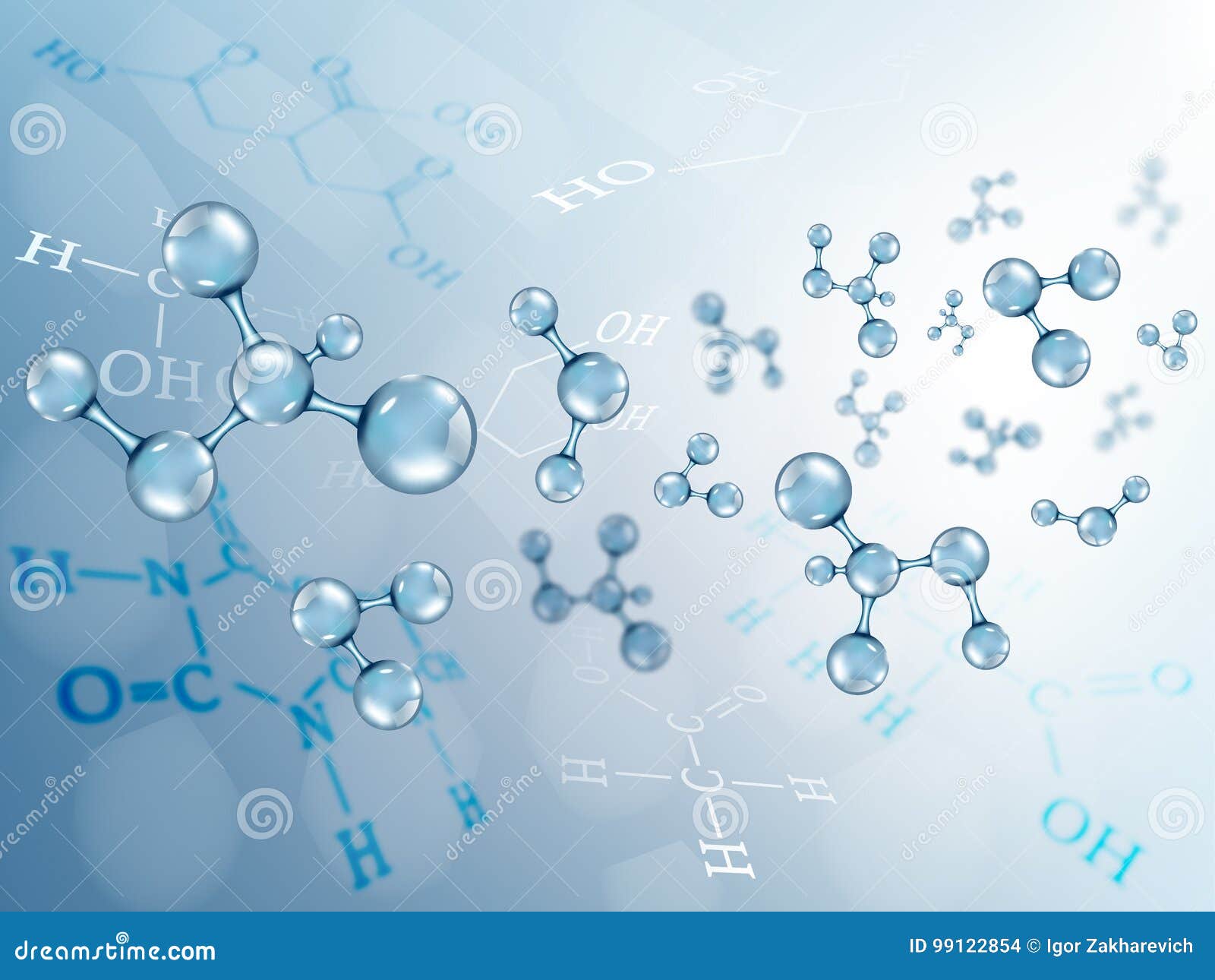 Molecules and Chemical Formulas Stock Illustration - Illustration of ...