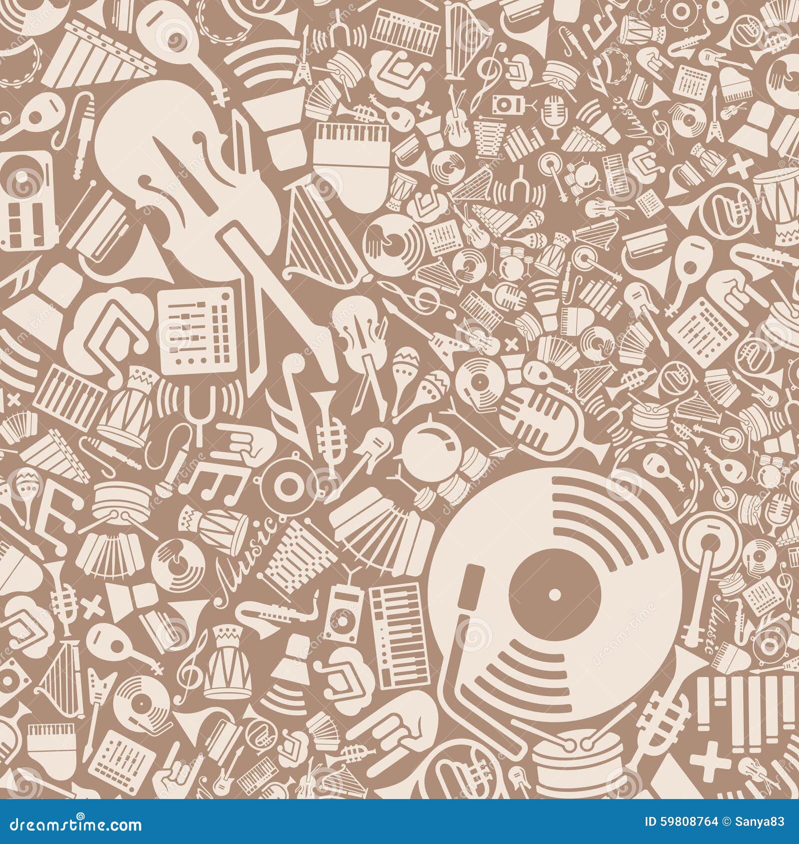 Vector Background of the Music Icons Stock Vector - Illustration of ...