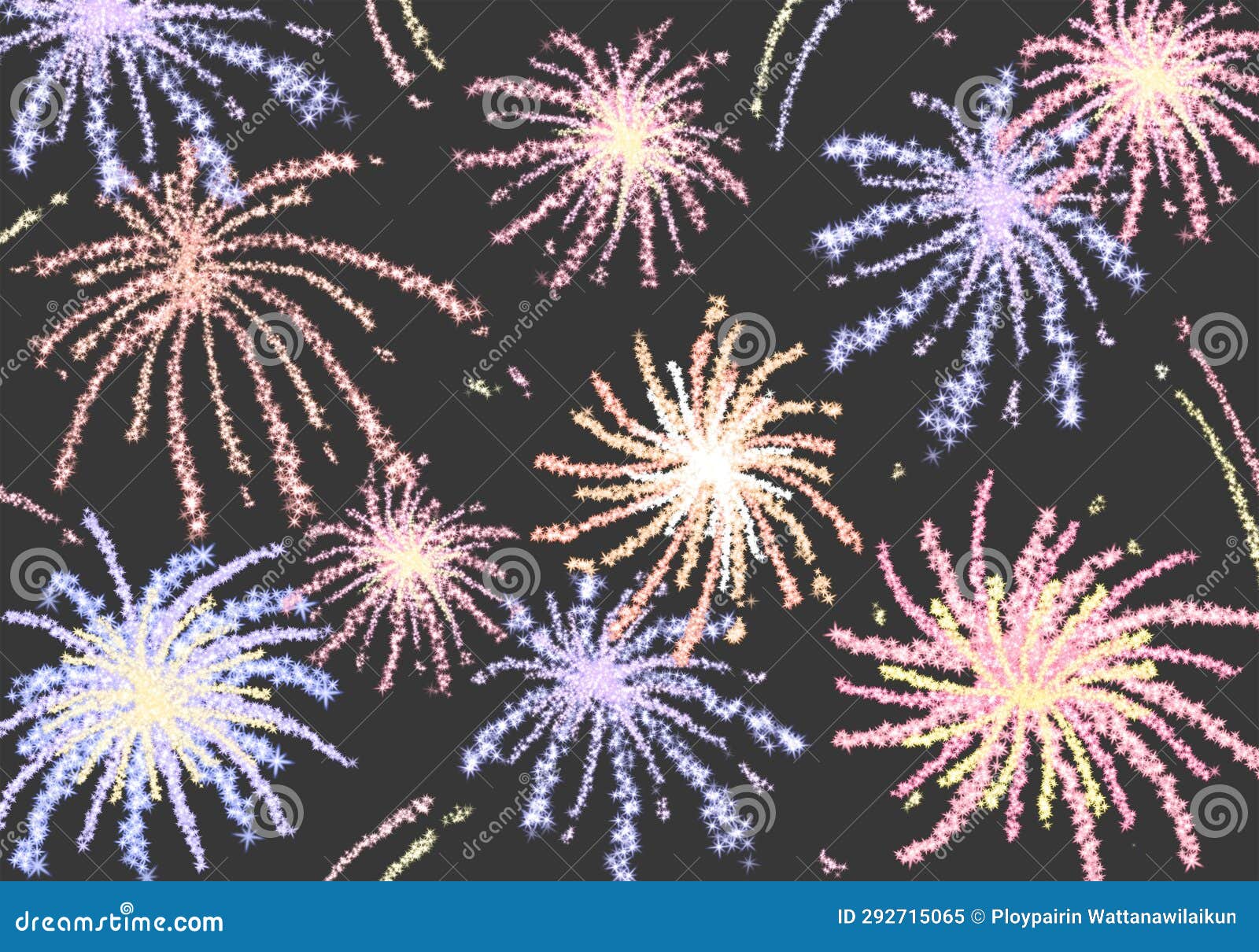 Vector Background New Year Firework Pattern and Fireworks in the Sky at ...