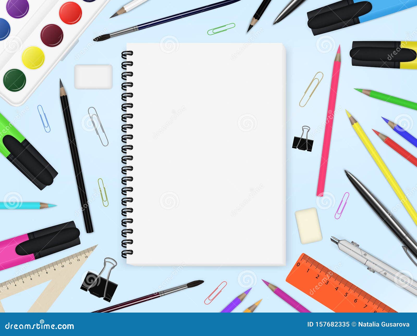 Vector Background with Stationery. Stock Illustration - Illustration of ...