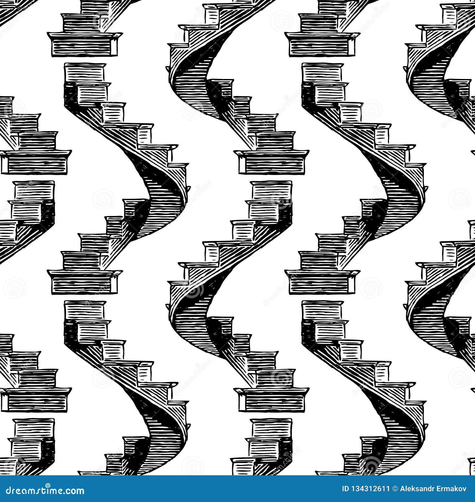 Seamless Pattern of Drawn Spiral Staircase Stock Vector - Illustration ...