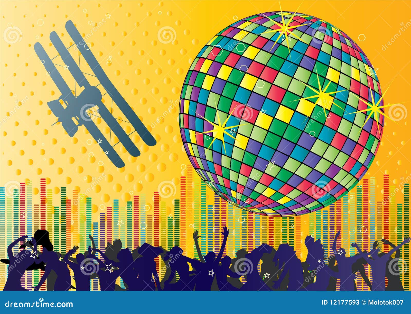 Vector Background with People and Dancing Ball Stock Vector ...