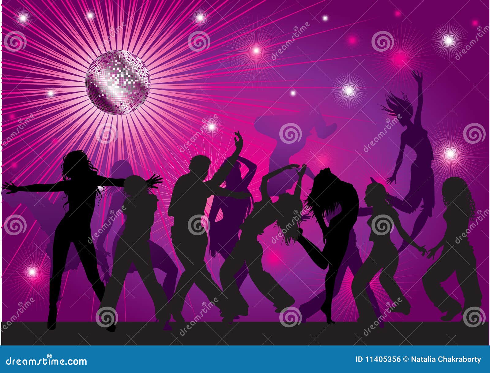 Vector Background with People Dancing in Nightclub Stock Vector ...