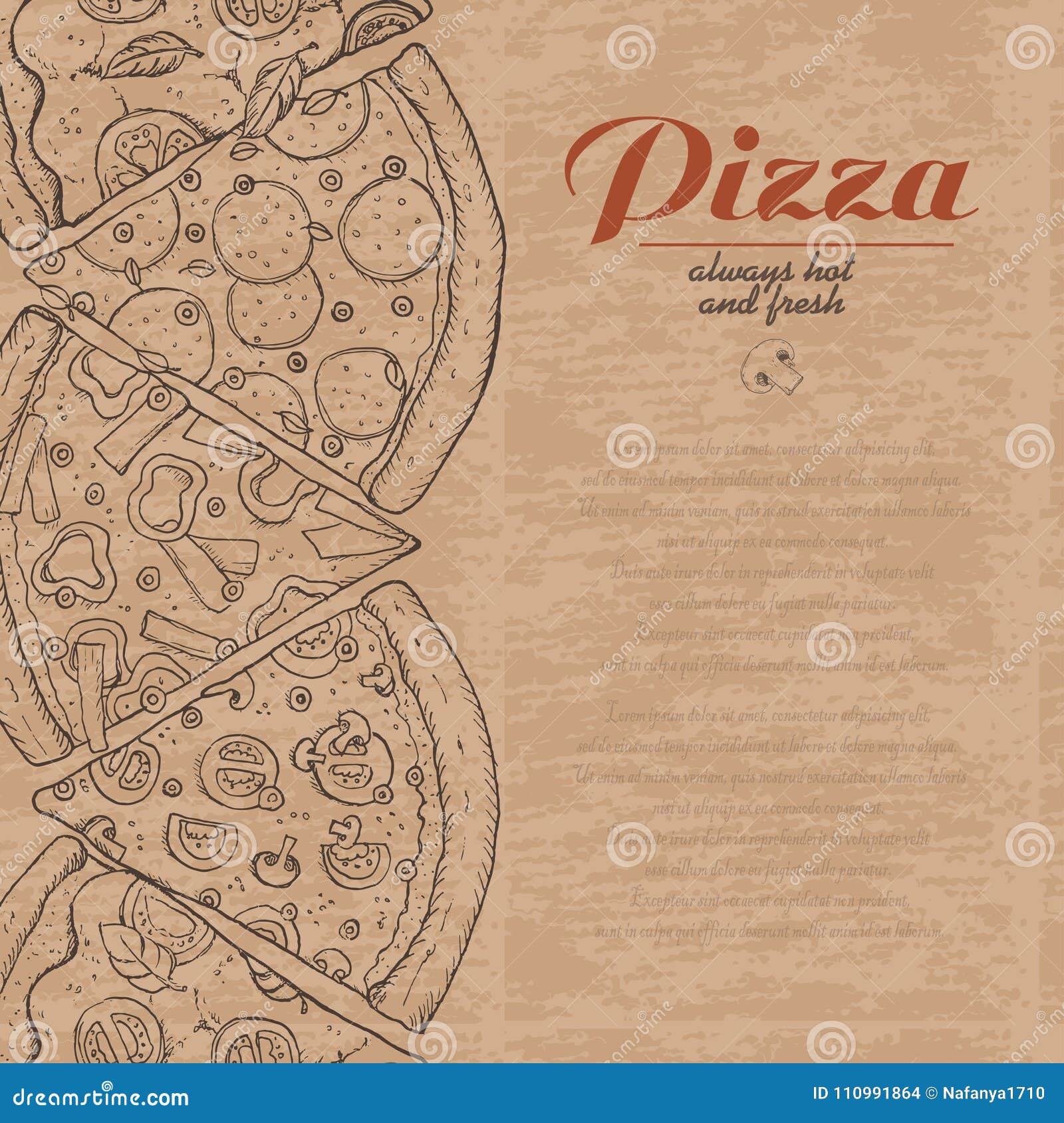 Vector Background with Pieces of Pizza Stock Vector - Illustration of ...