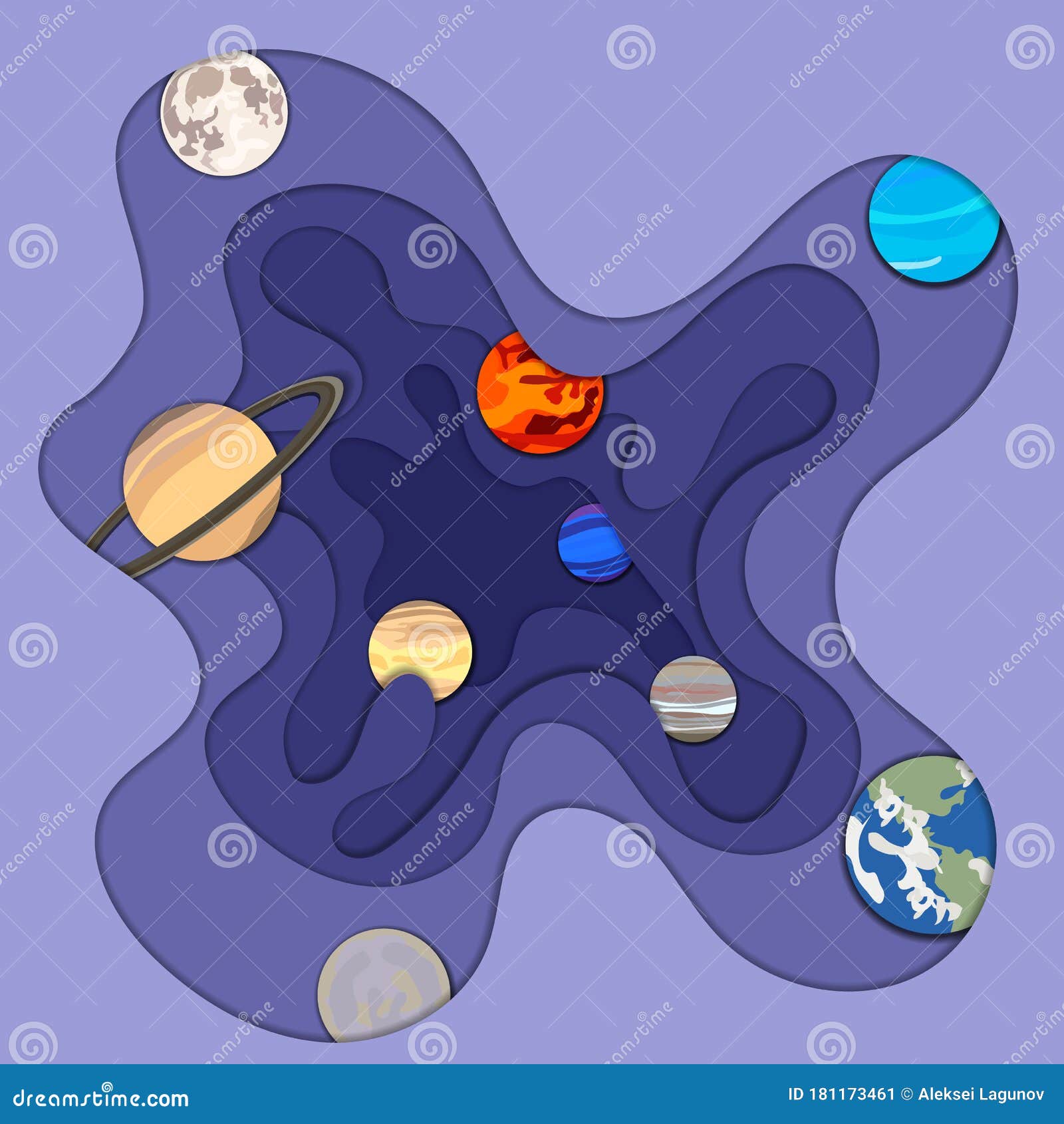 Vector Background with a Planets of the Solar System, Flat Decorative ...
