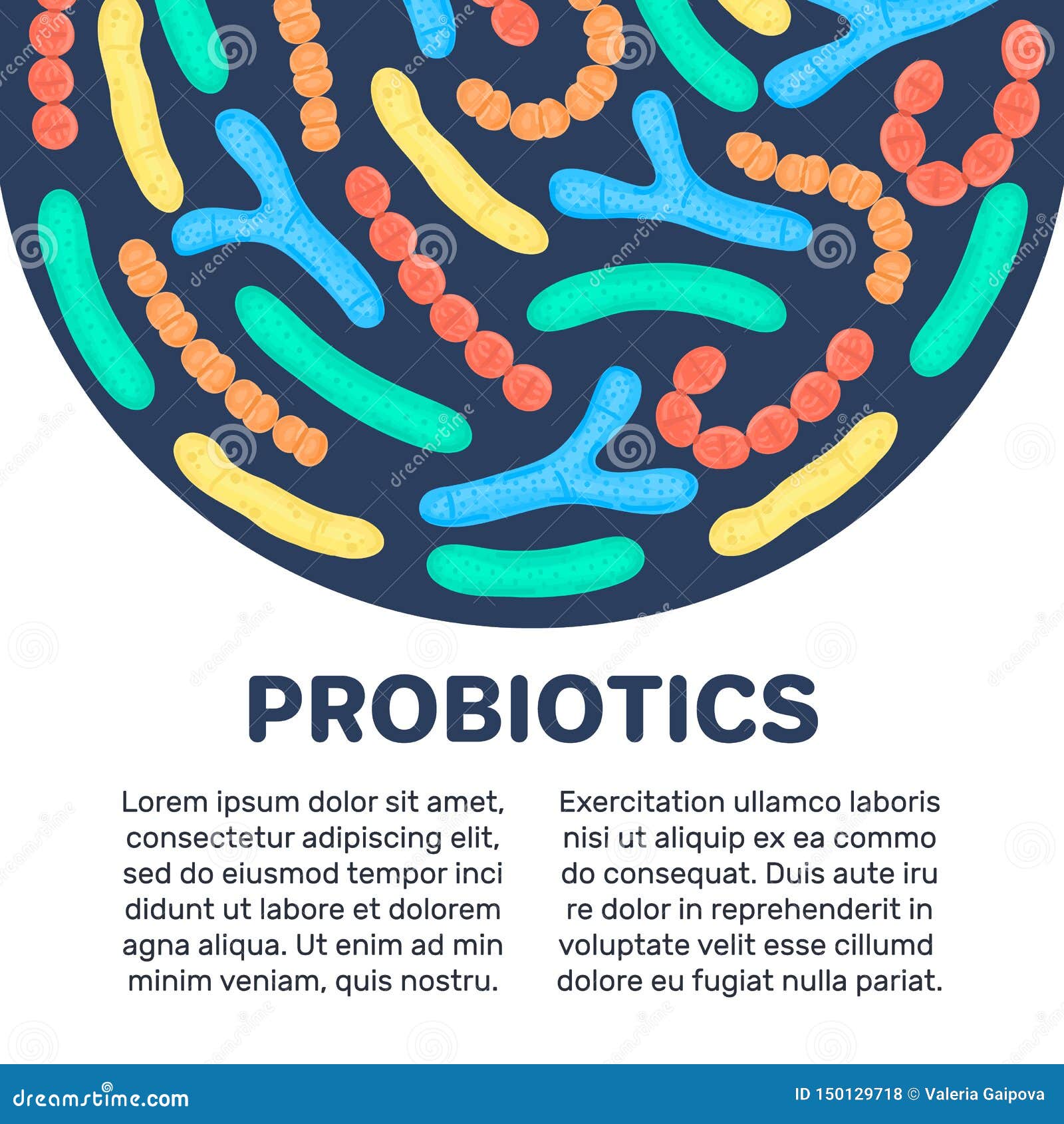Vector Background With Probiotics In Semicircular Shape ...