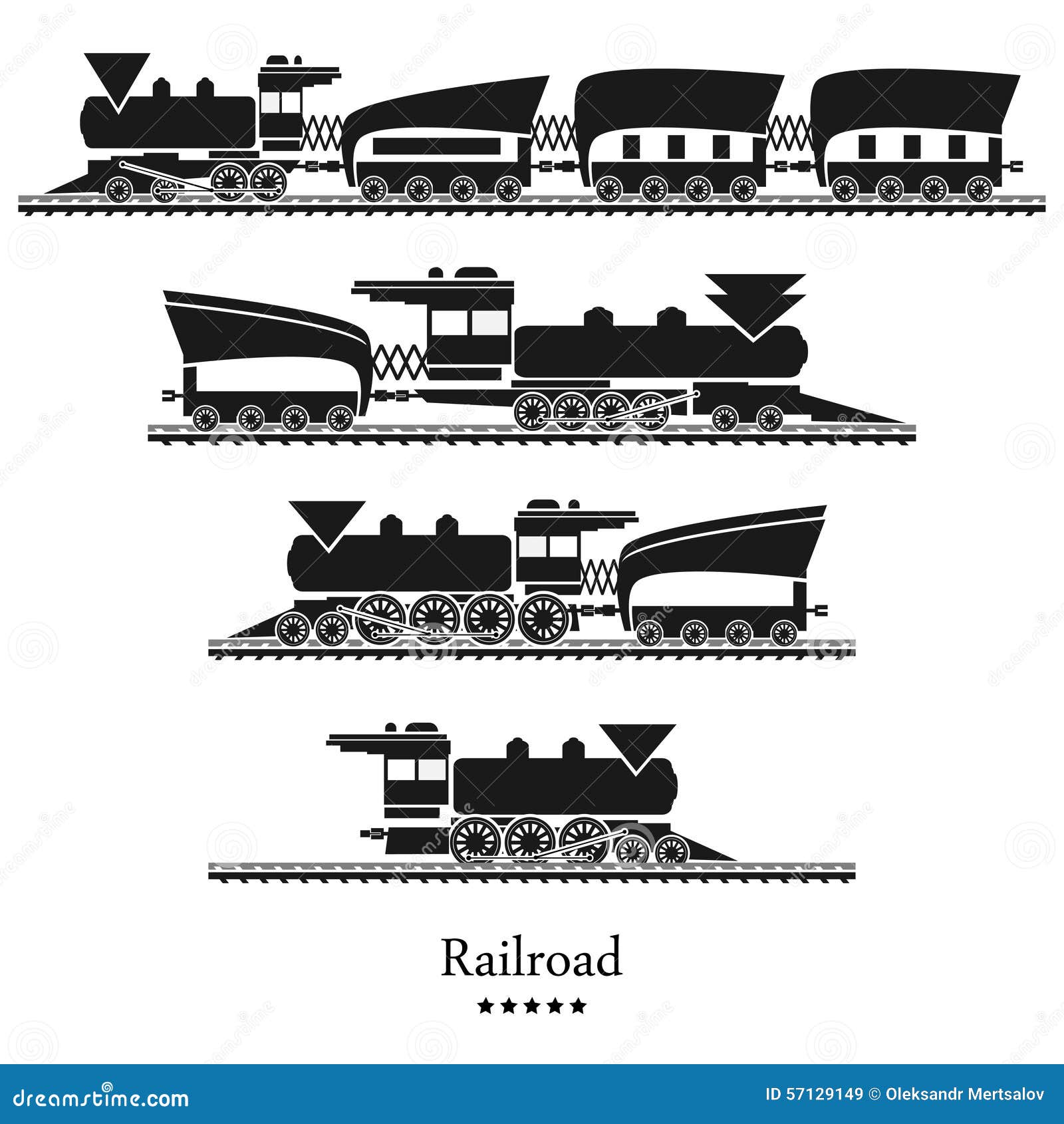Vector Background Railroad, Trains Set Stock Vector - Illustration of ...