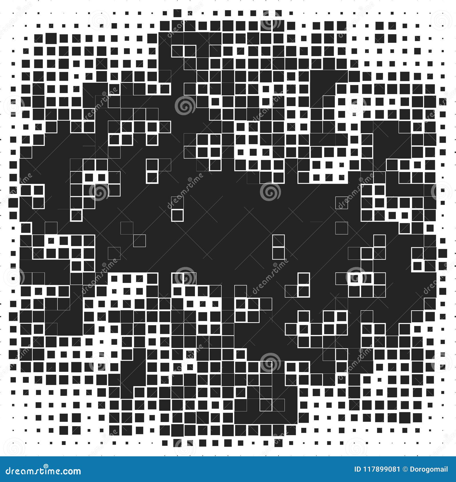 Vector Background with Random Black Squares. Abstract Ornament. Modern ...