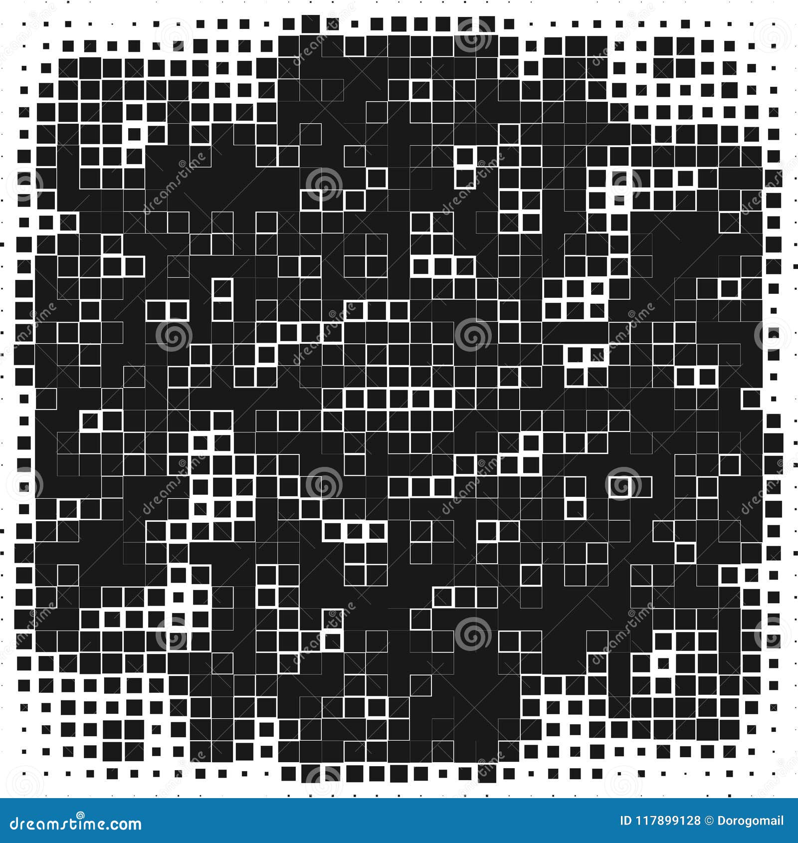 Vector Background with Random Black Squares. Abstract Ornament. Modern ...