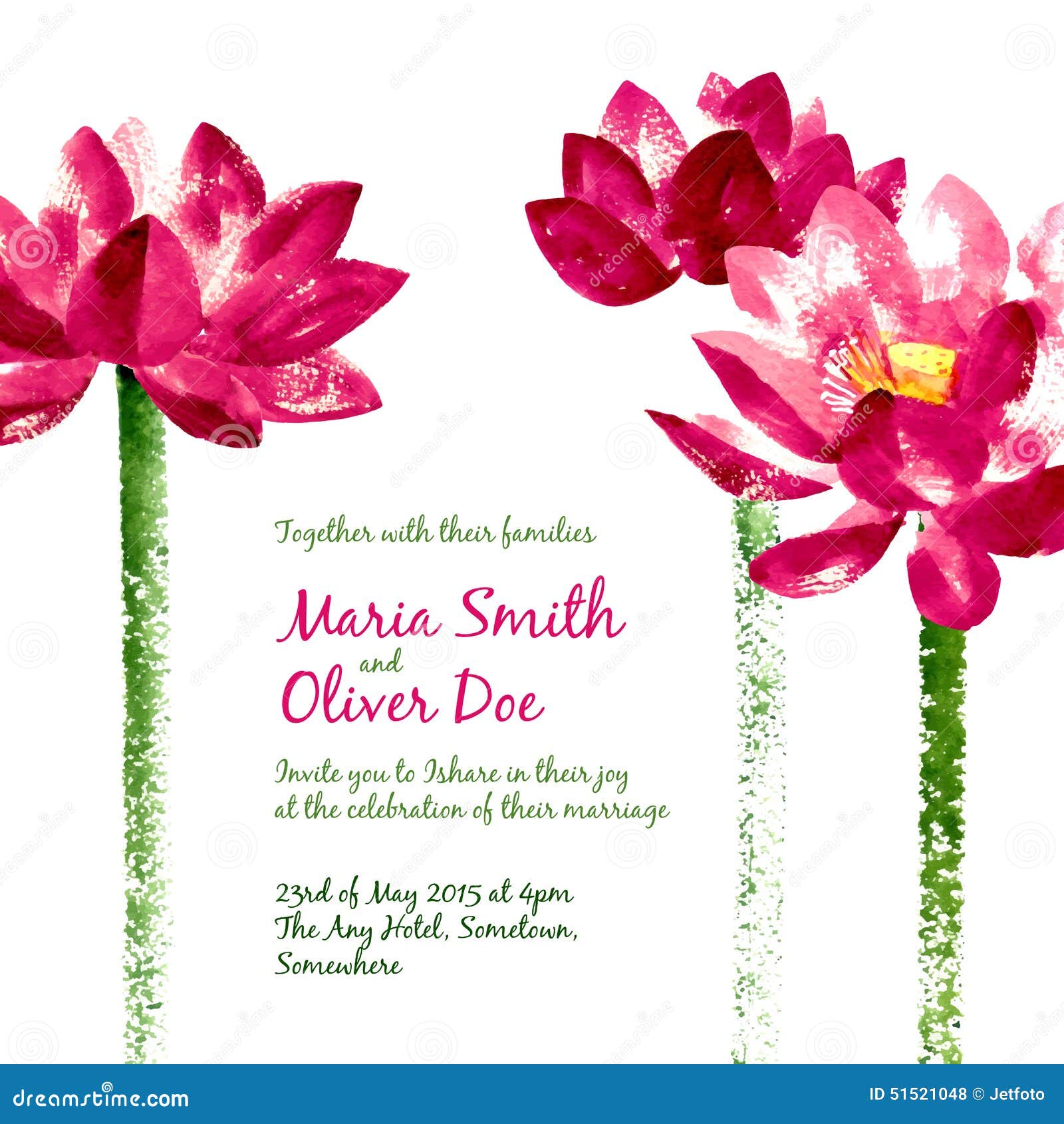 Vector Background with Red Watercolor Lotus Stock Vector - Illustration ...