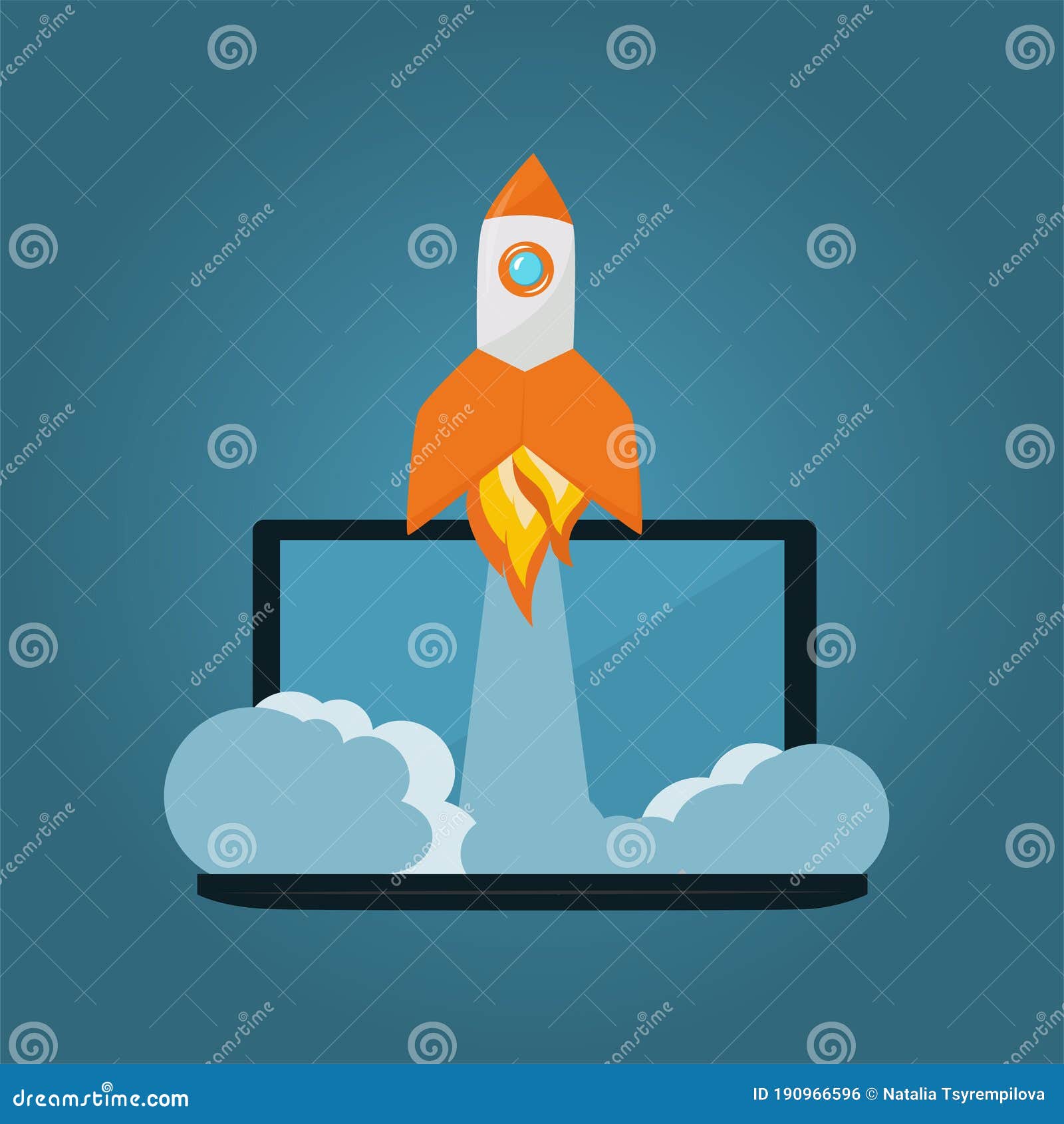 Vector Background with Rocket Launch Stock Illustration - Illustration ...