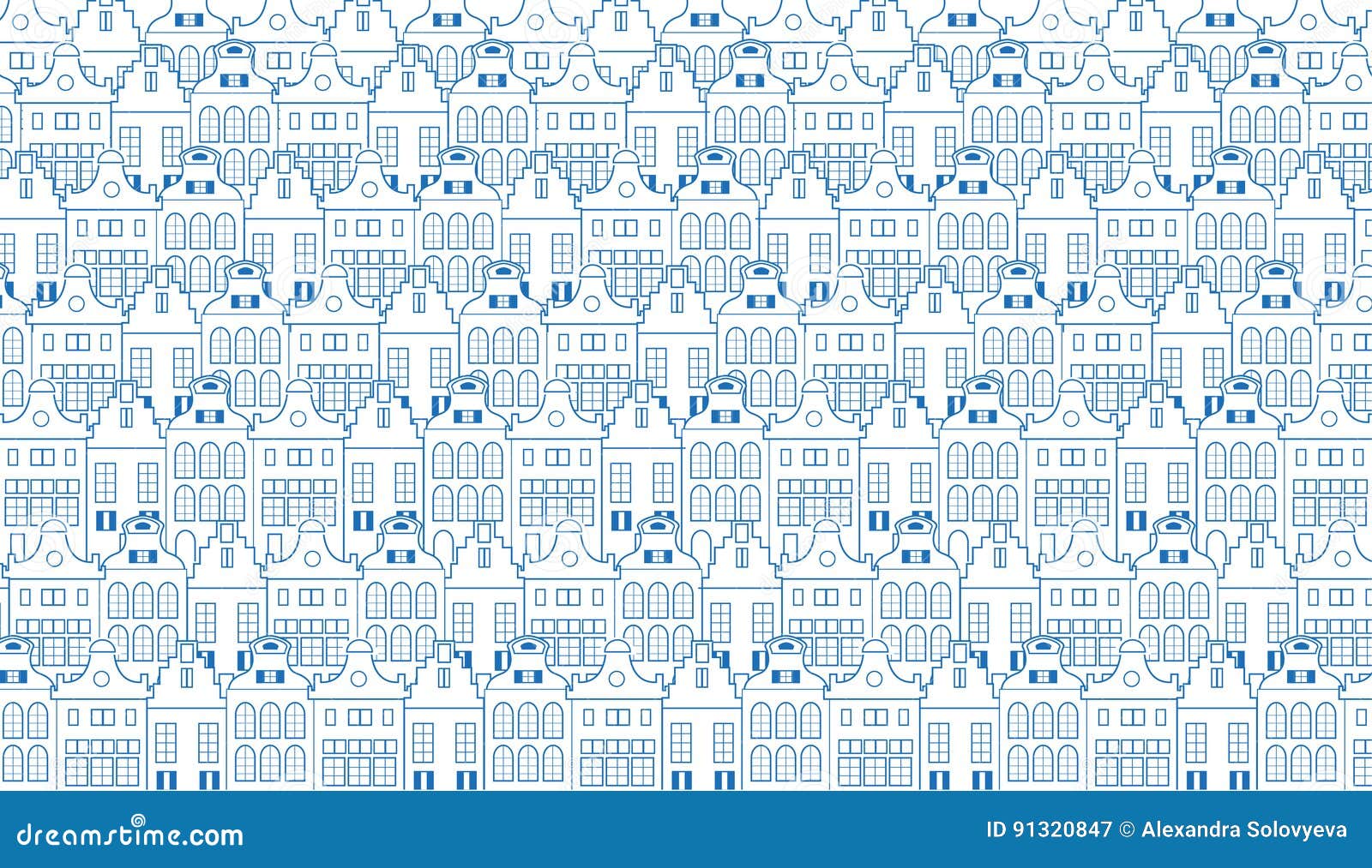 Vector Background with Rows of Old Dutch Holland, Amsterdam Traditional ...