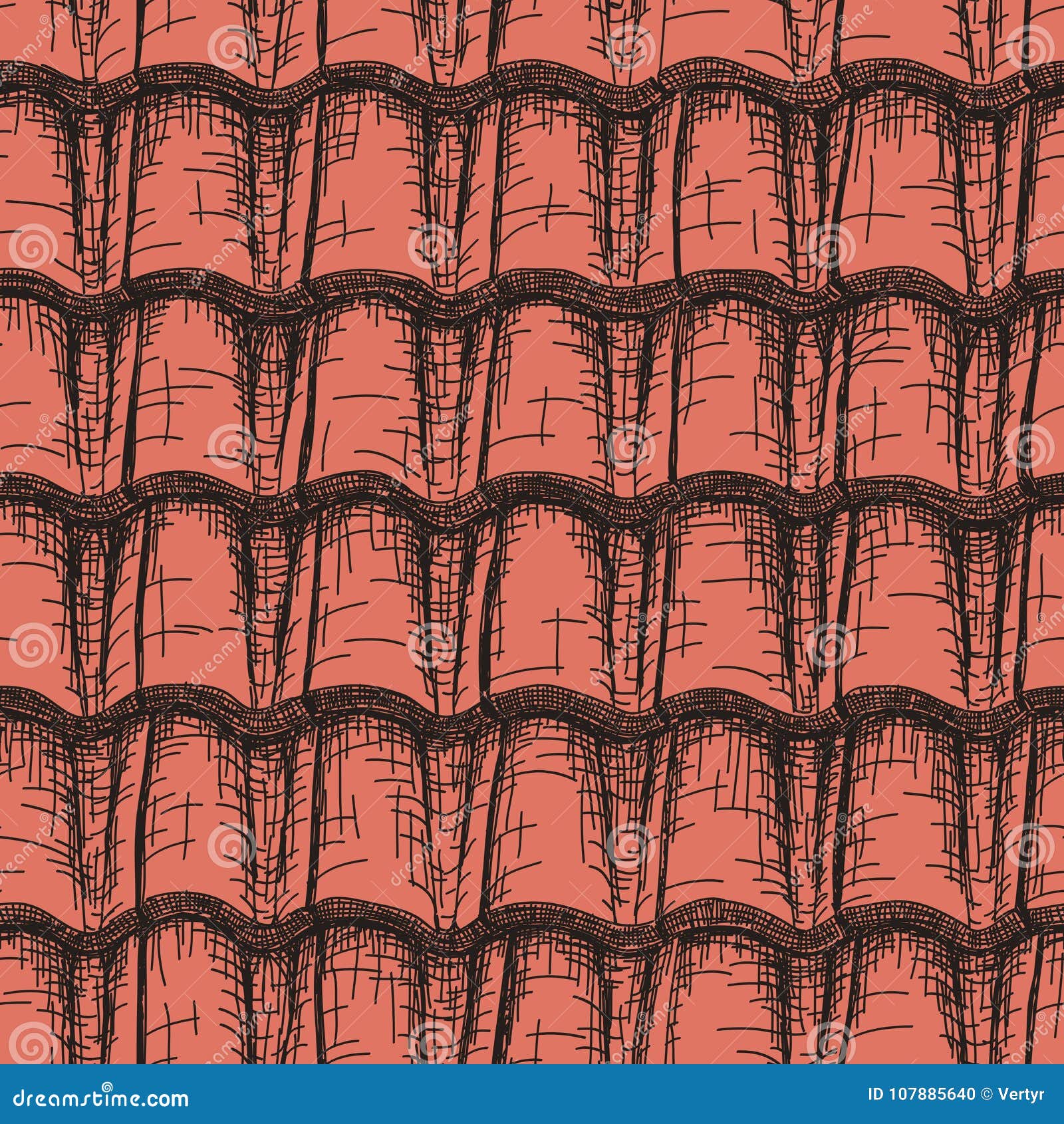 Seamless Abstract Drawn Red Roof Tile. Stock Vector - Illustration of ...