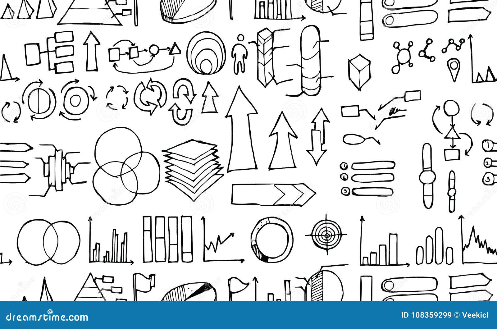 Vector Background Seamless Pattern with Hand Drawn Data Doodle E Stock ...