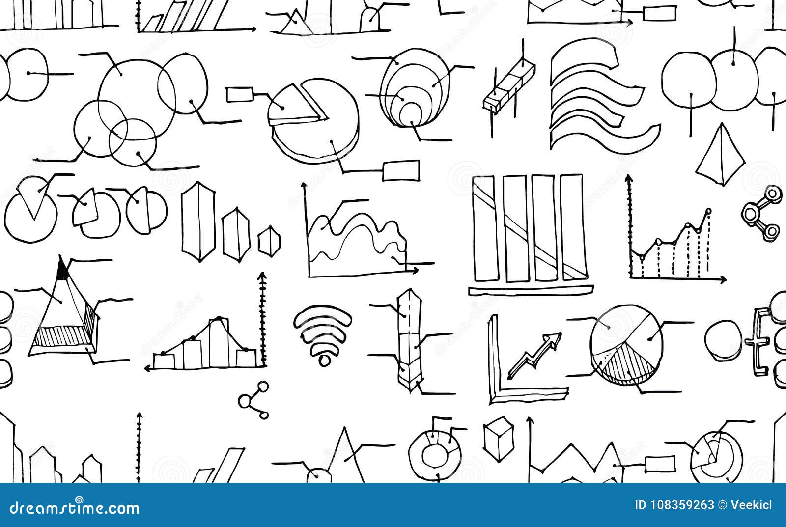 Vector Background Seamless Pattern with Hand Drawn Data Doodle E Stock ...