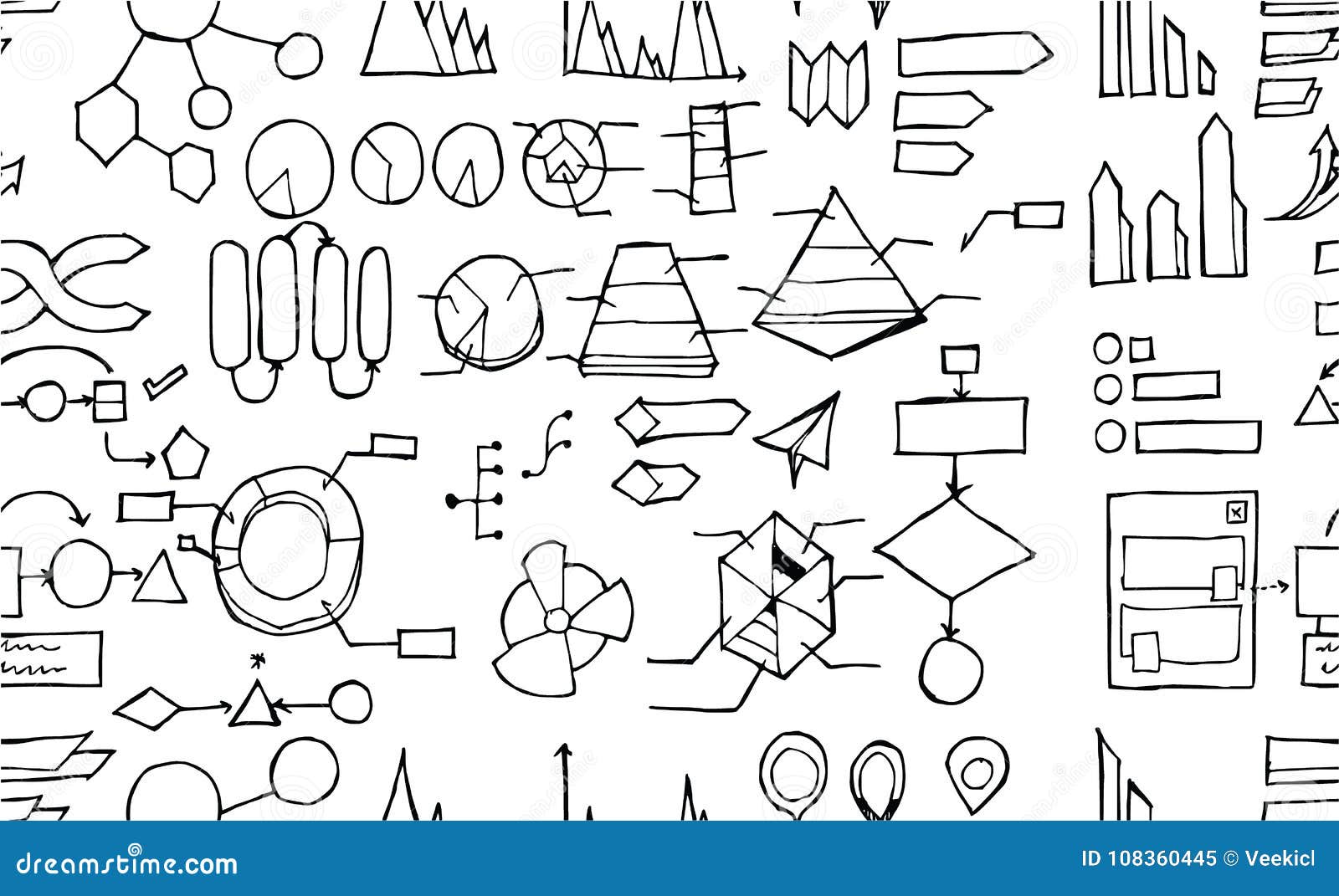 Vector Background Seamless Pattern with Hand Drawn Data Doodle E Stock ...