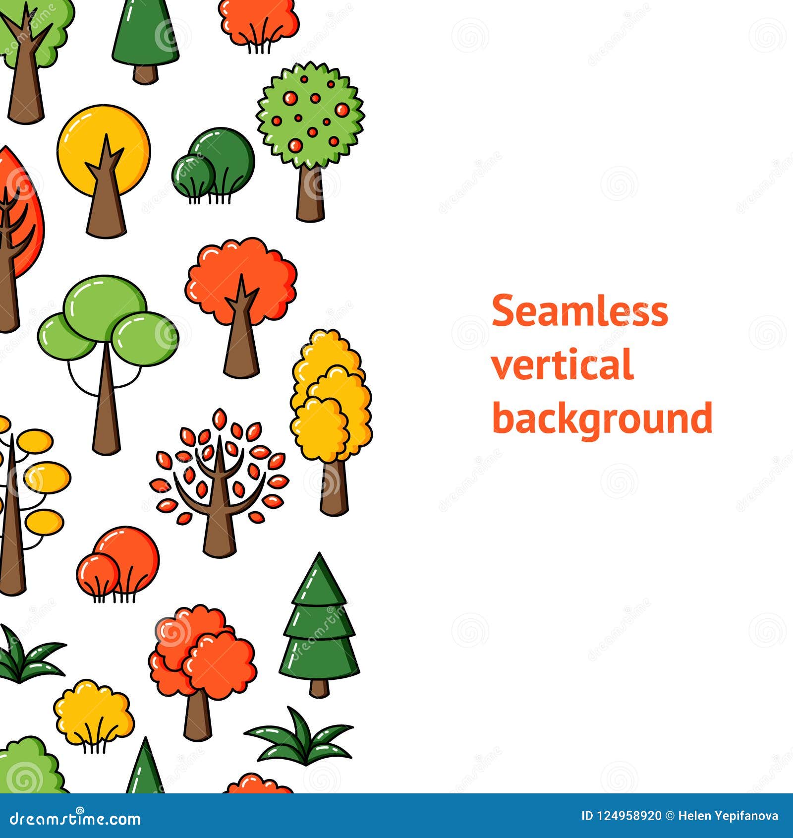 Vector Background, Seamless Pattern Trees. Backdrop Forest Stock Vector ...