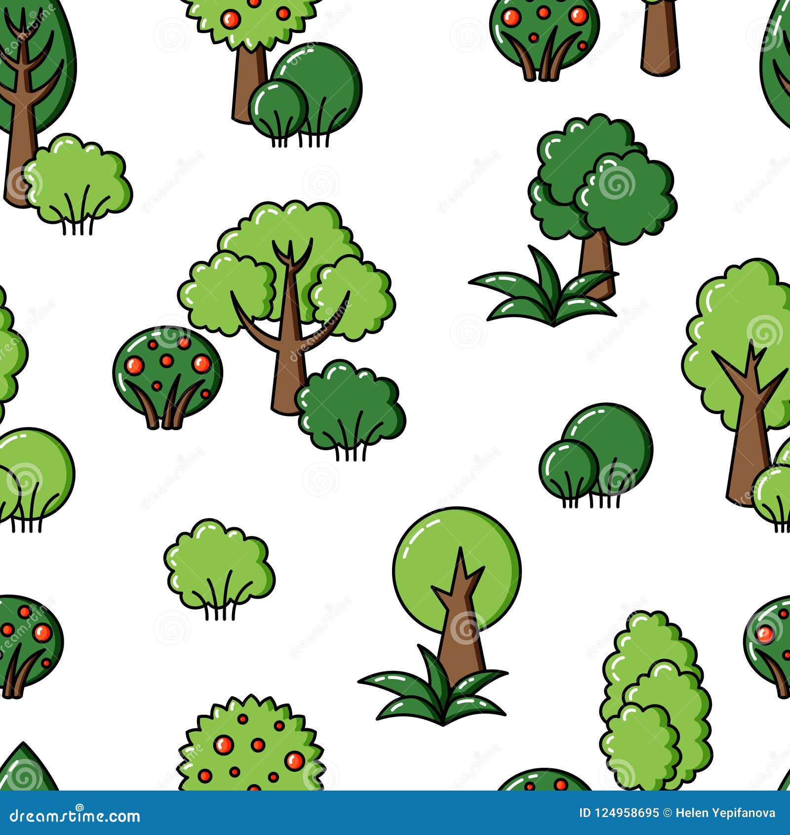 Vector Background, Seamless Pattern Trees. Backdrop Forest Stock Vector ...
