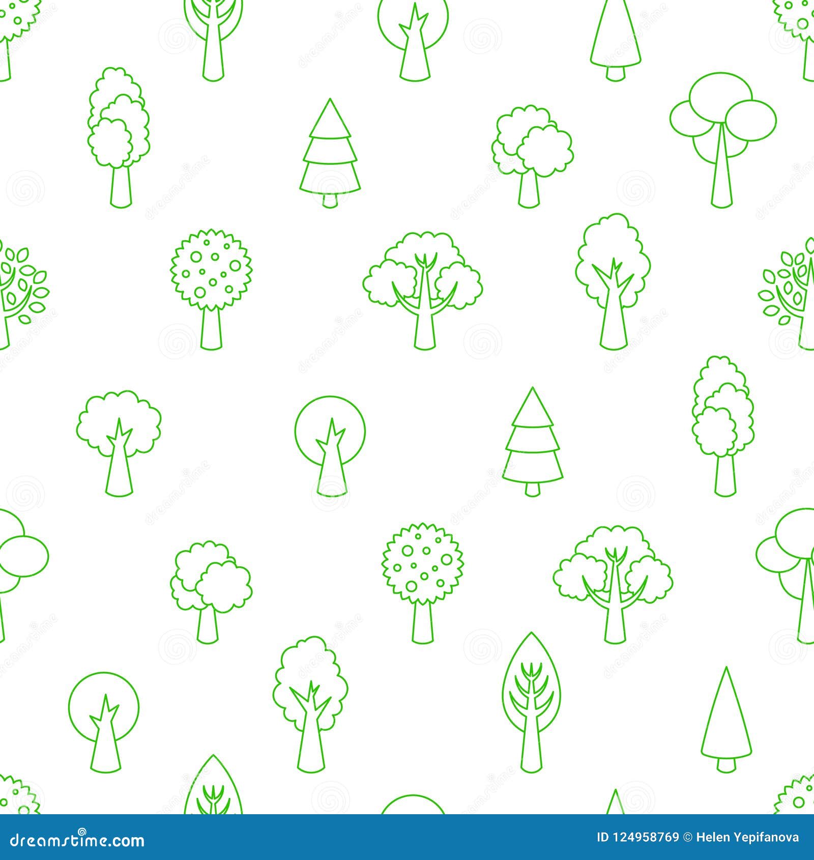 Vector Background, Seamless Pattern Trees. Backdrop Forest Stock Vector ...