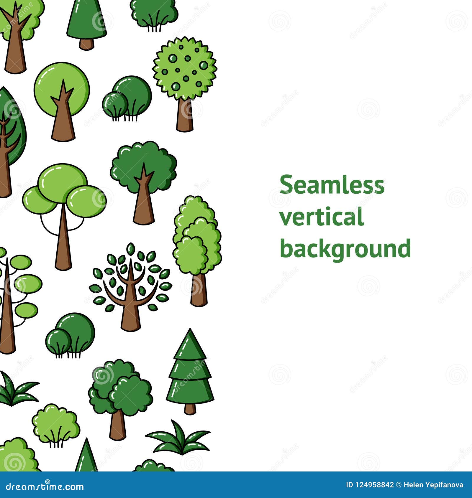 Vector Background, Seamless Pattern Trees. Backdrop Forest Stock Vector ...