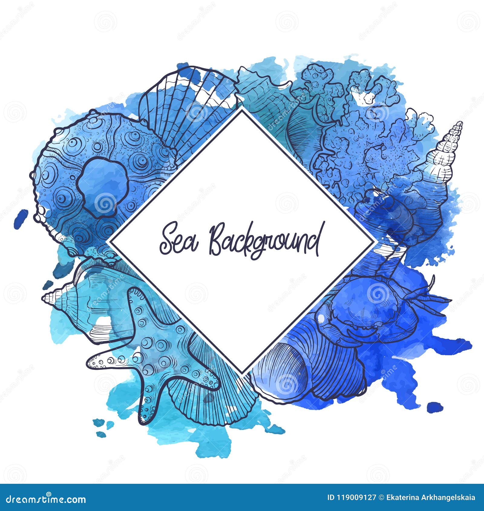 Vector Background with Seashells Stock Vector - Illustration of oyster ...