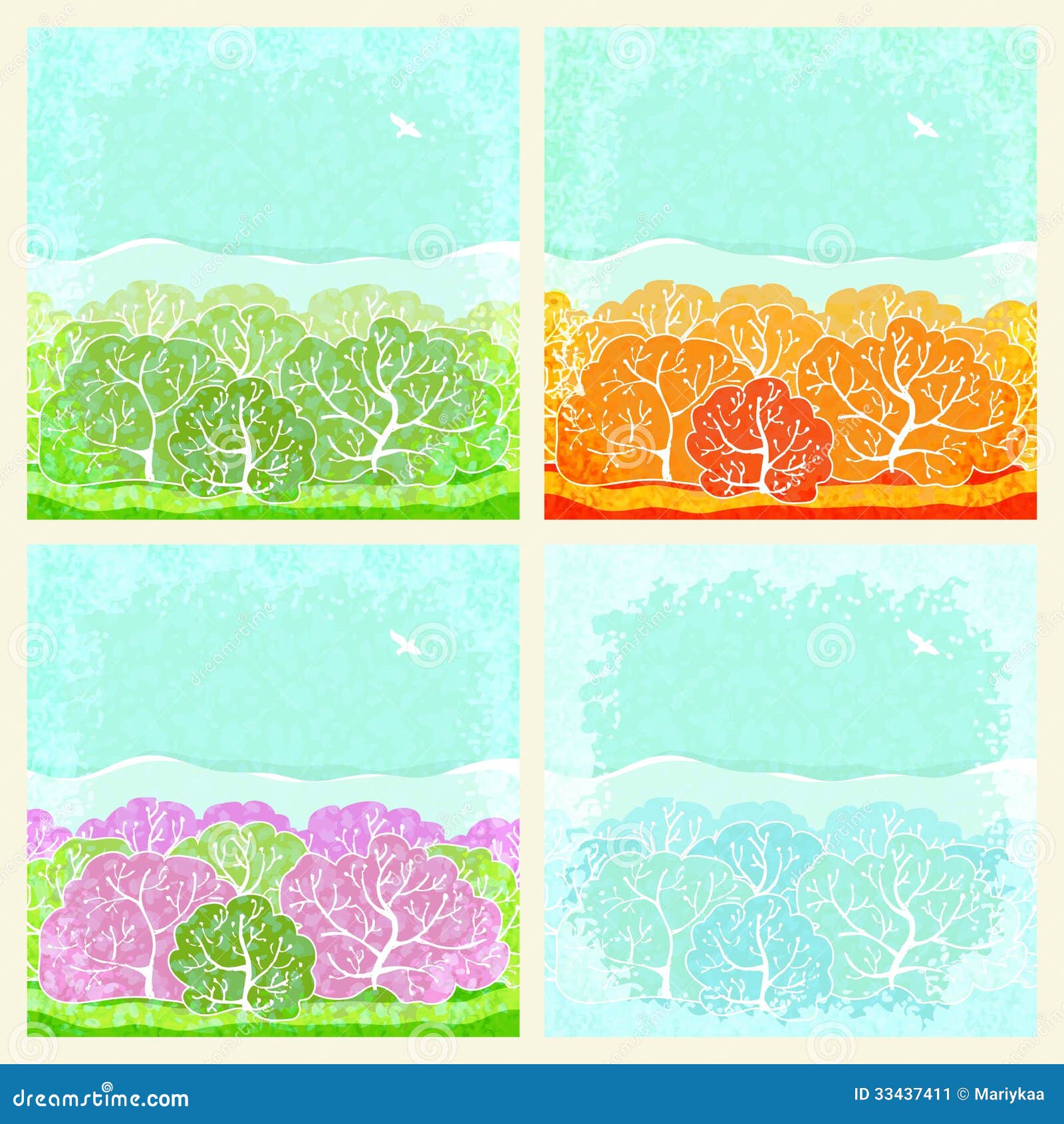 Vector Background with Seasons Landscape Stock Vector - Illustration of ...