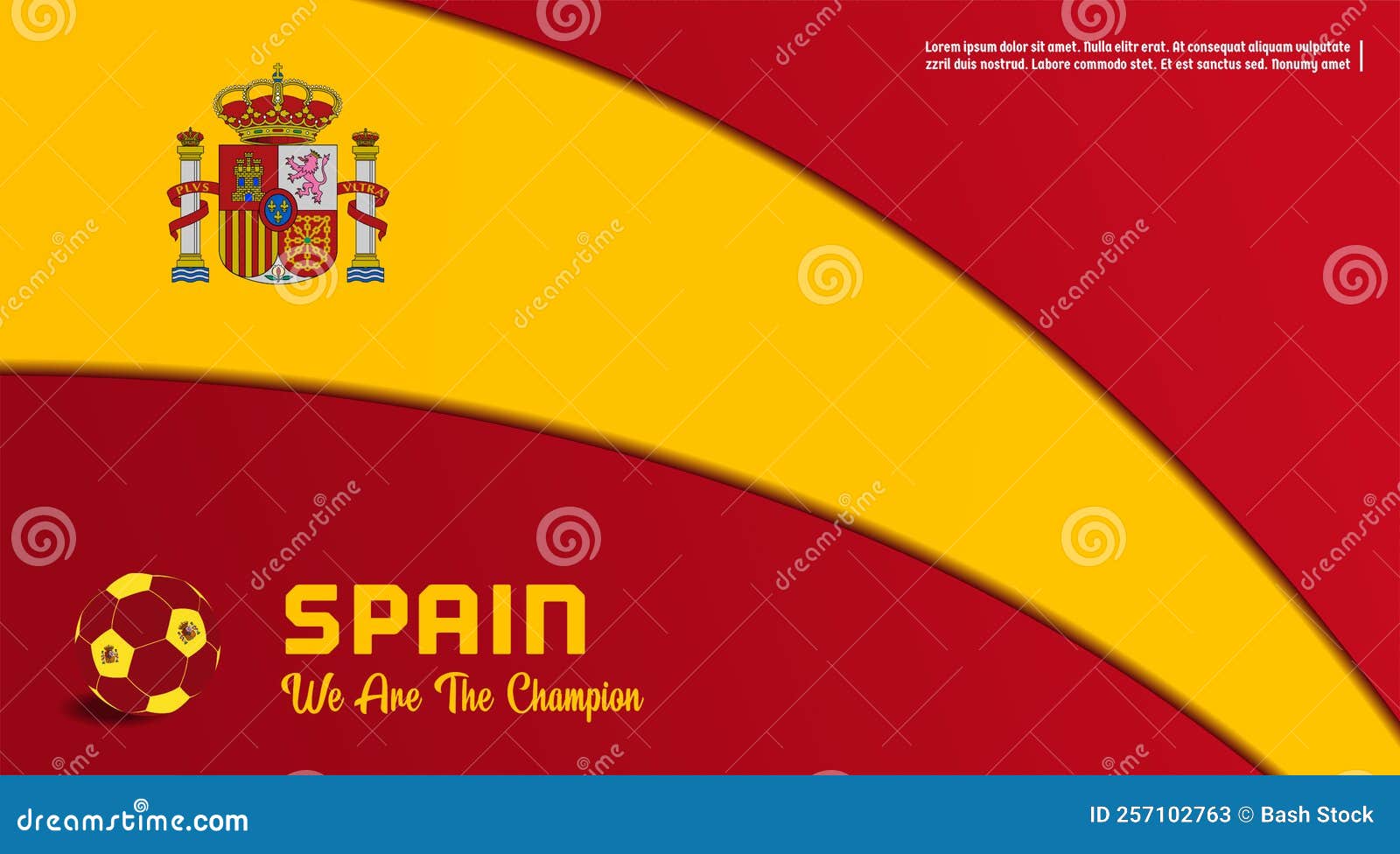 Vector Background Spain Flag with Ball, Vector Illustration and Text ...