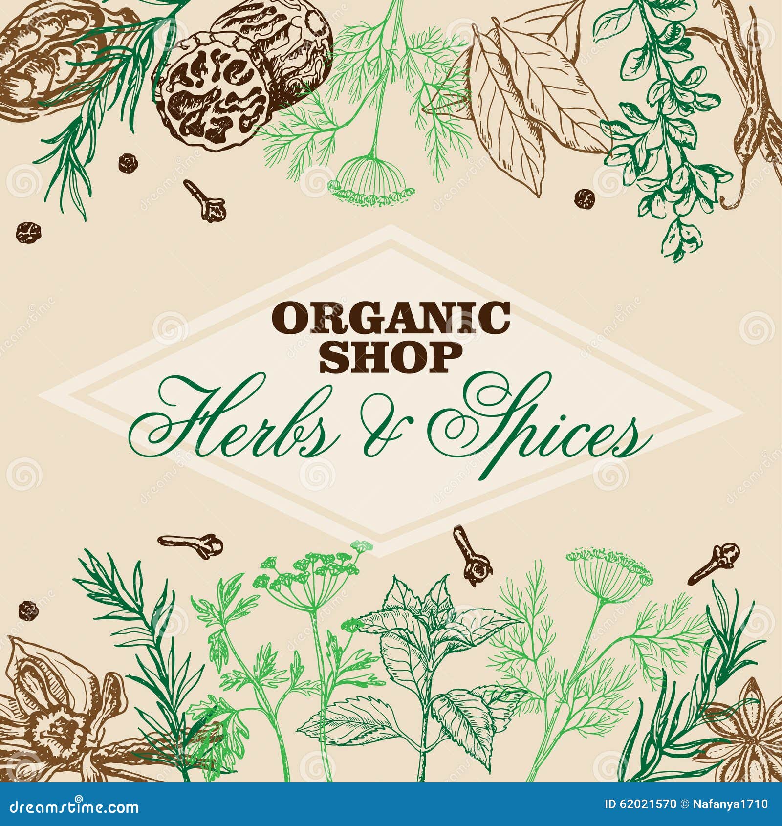 Vector Background with Spices and Herbs Stock Vector - Illustration of ...