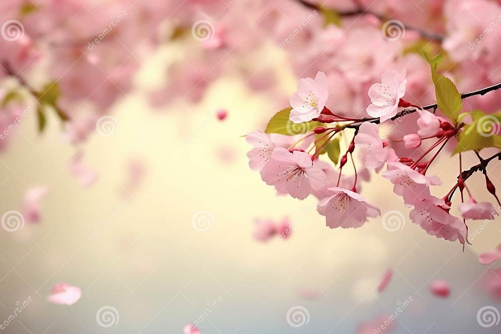 Vector Background with Spring Apple Blossom. Blossoming Branch in ...