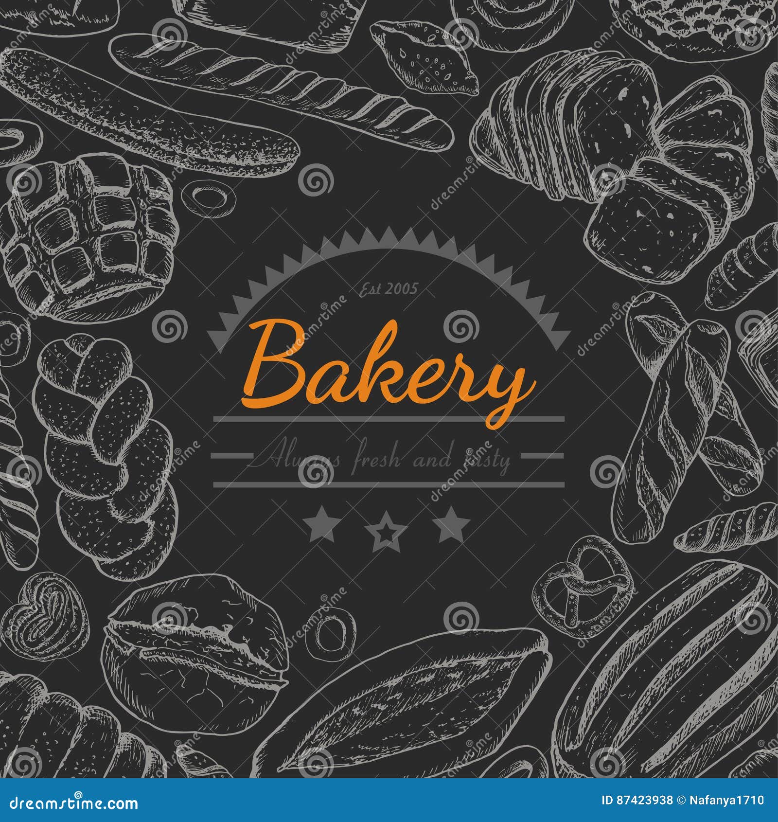 Vector Background with Various Bakery Products Stock Vector ...
