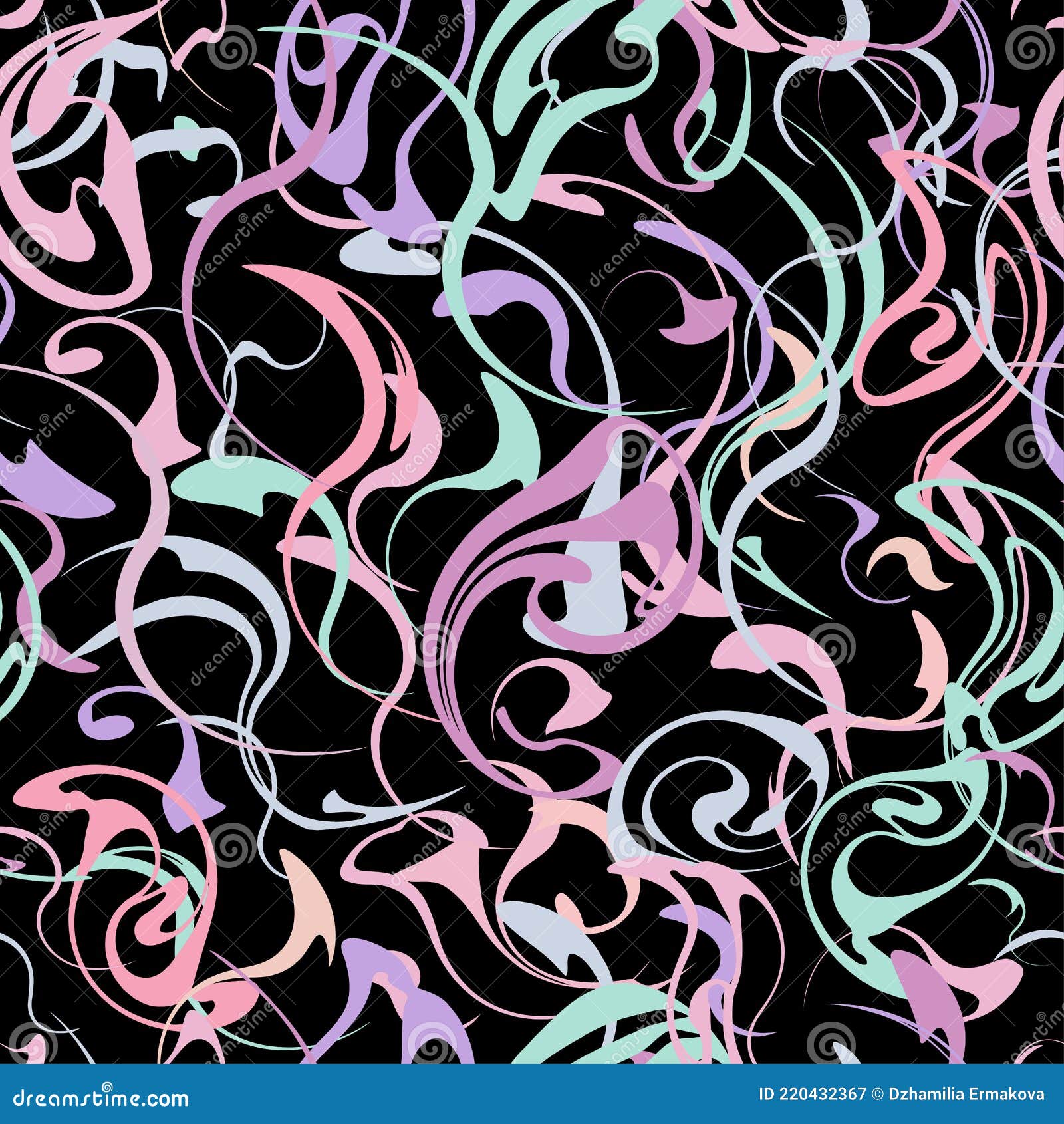 Seamless Pattern from Various Colorful Abstract Curved Elements Stock ...