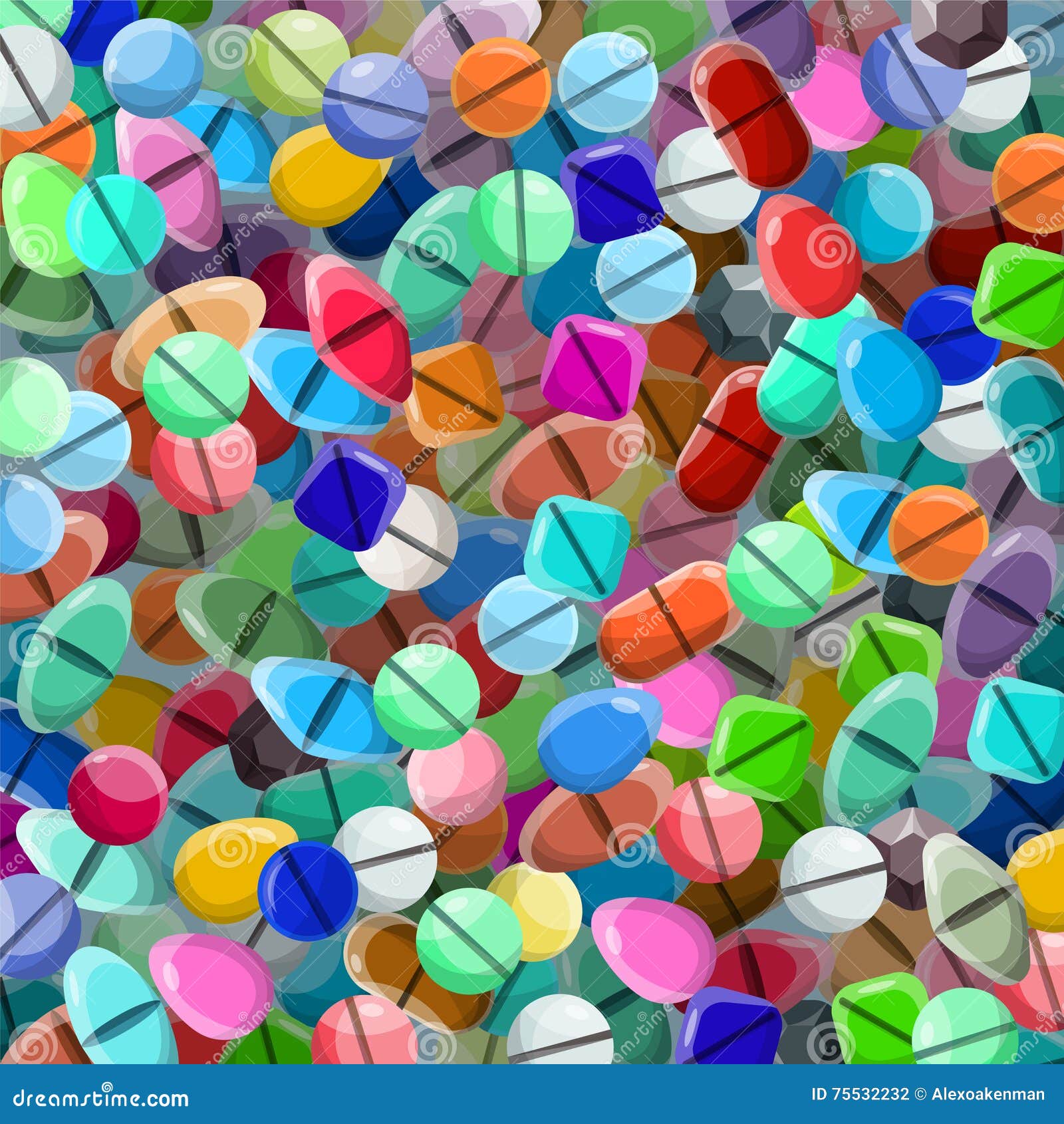 Vector Background with Various Medical Pills in Flat Style Stock Vector ...