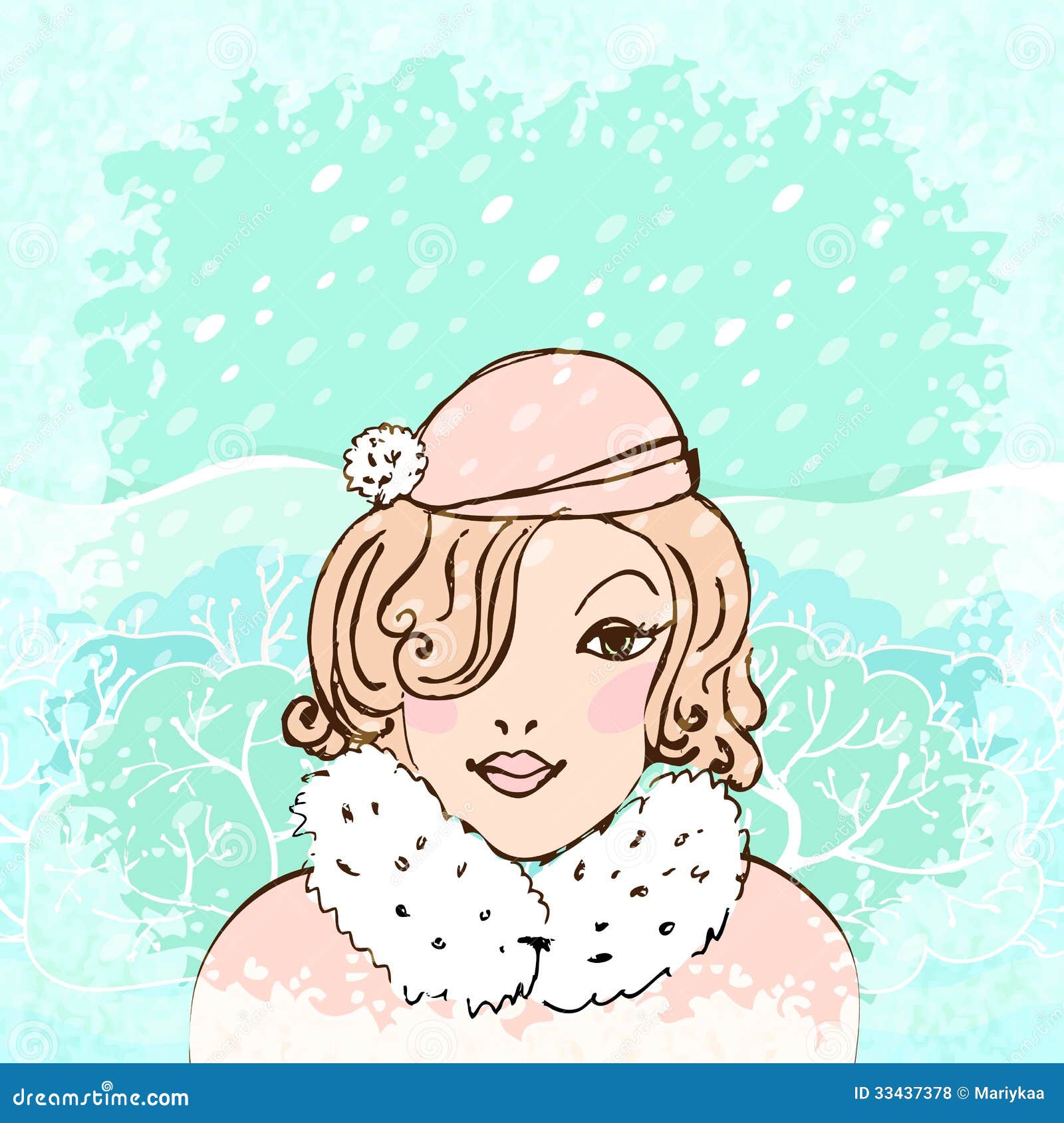 Vector Background with Winter Girl Stock Vector - Illustration of blue ...