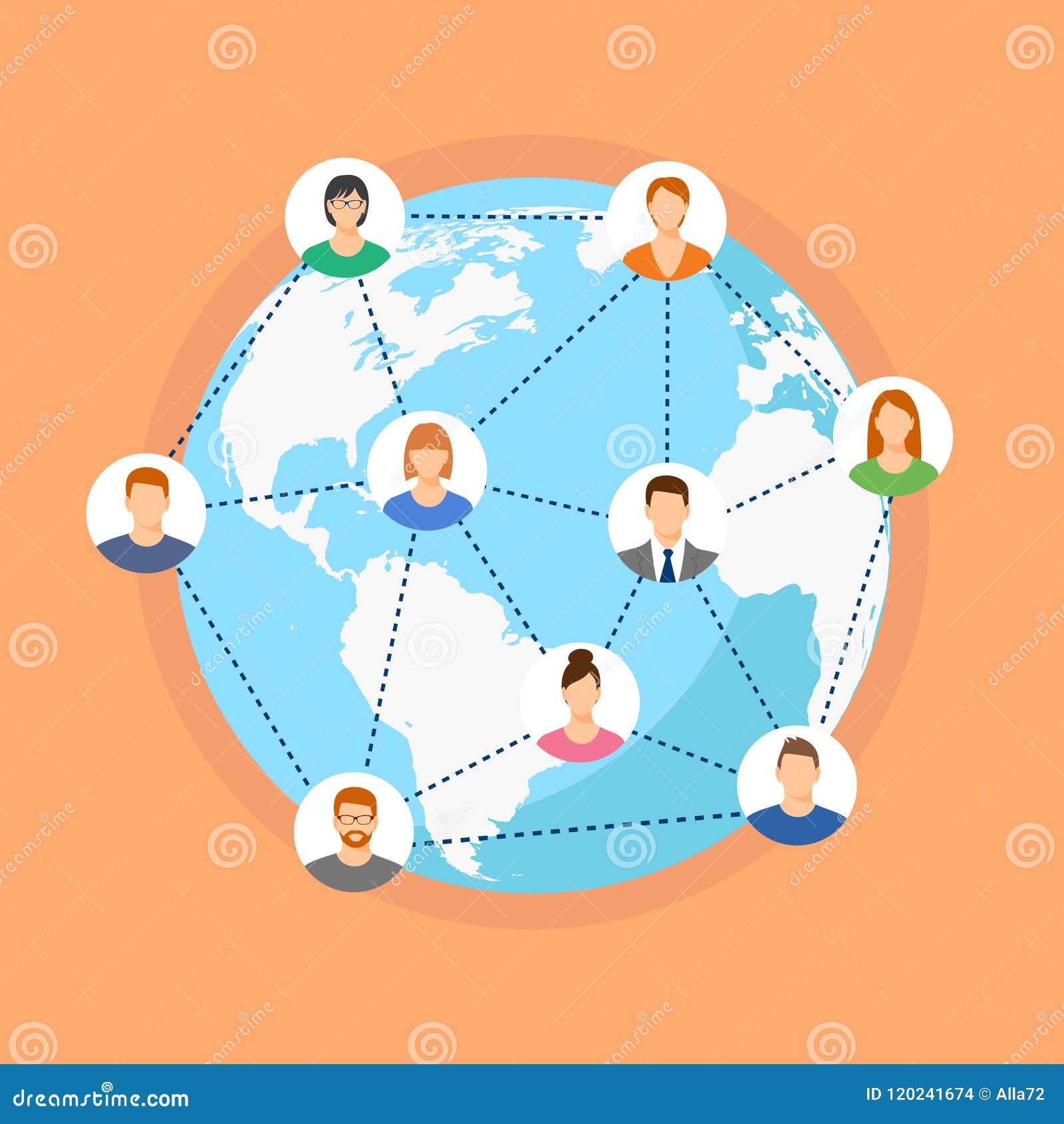 Vector Background World Map People To People Connection. Concept ...