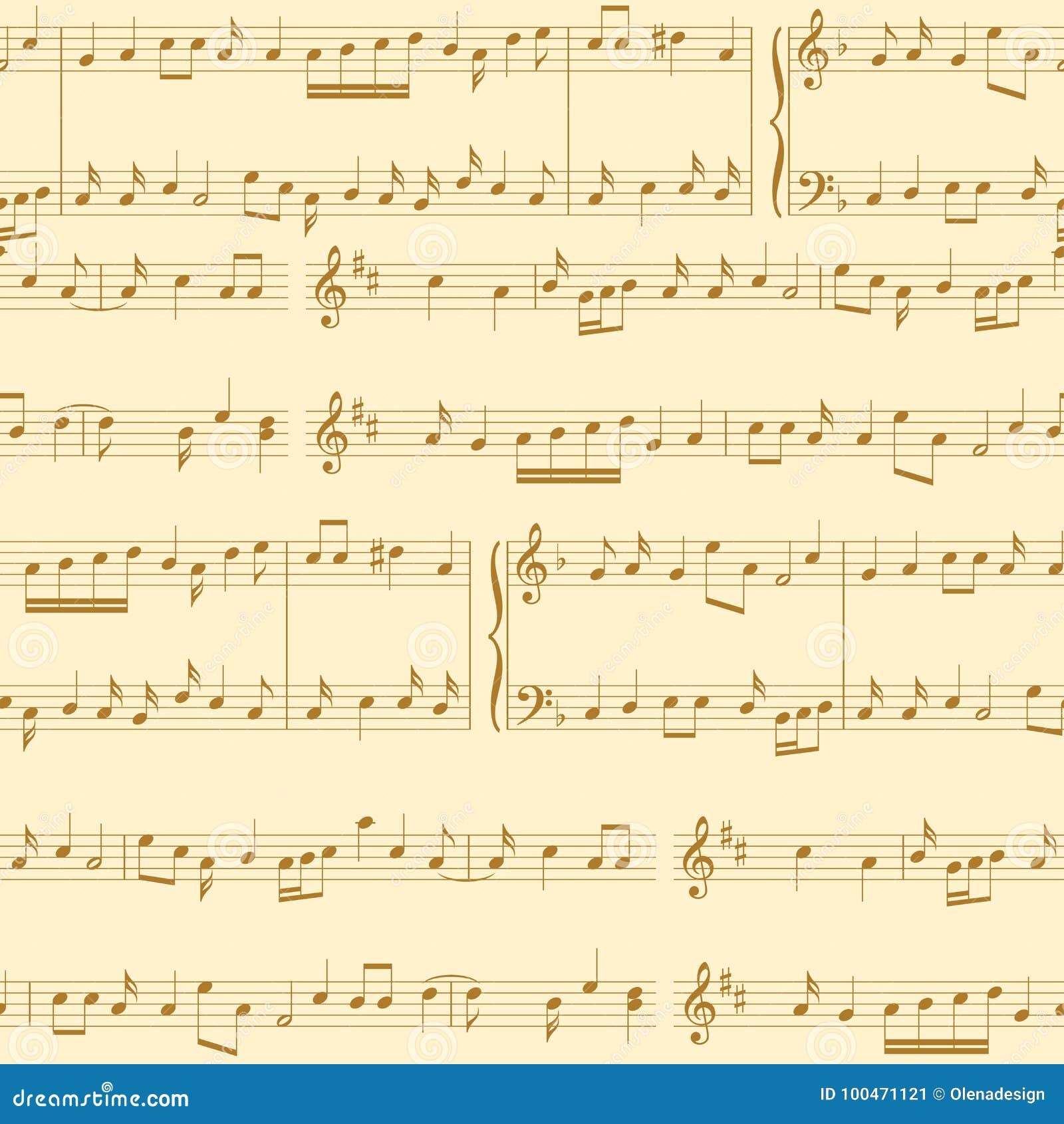 Vector Background - Yellow Seamless Pattern with Music Notes Stock ...