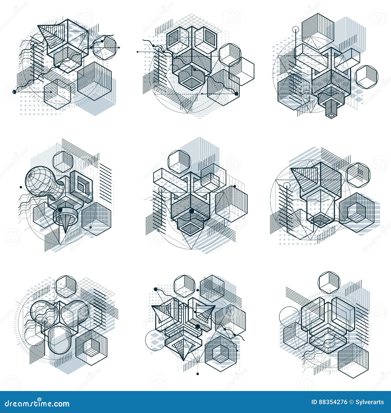 Vector Backgrounds with Abstract Isometric Lines and Figures. Stock ...