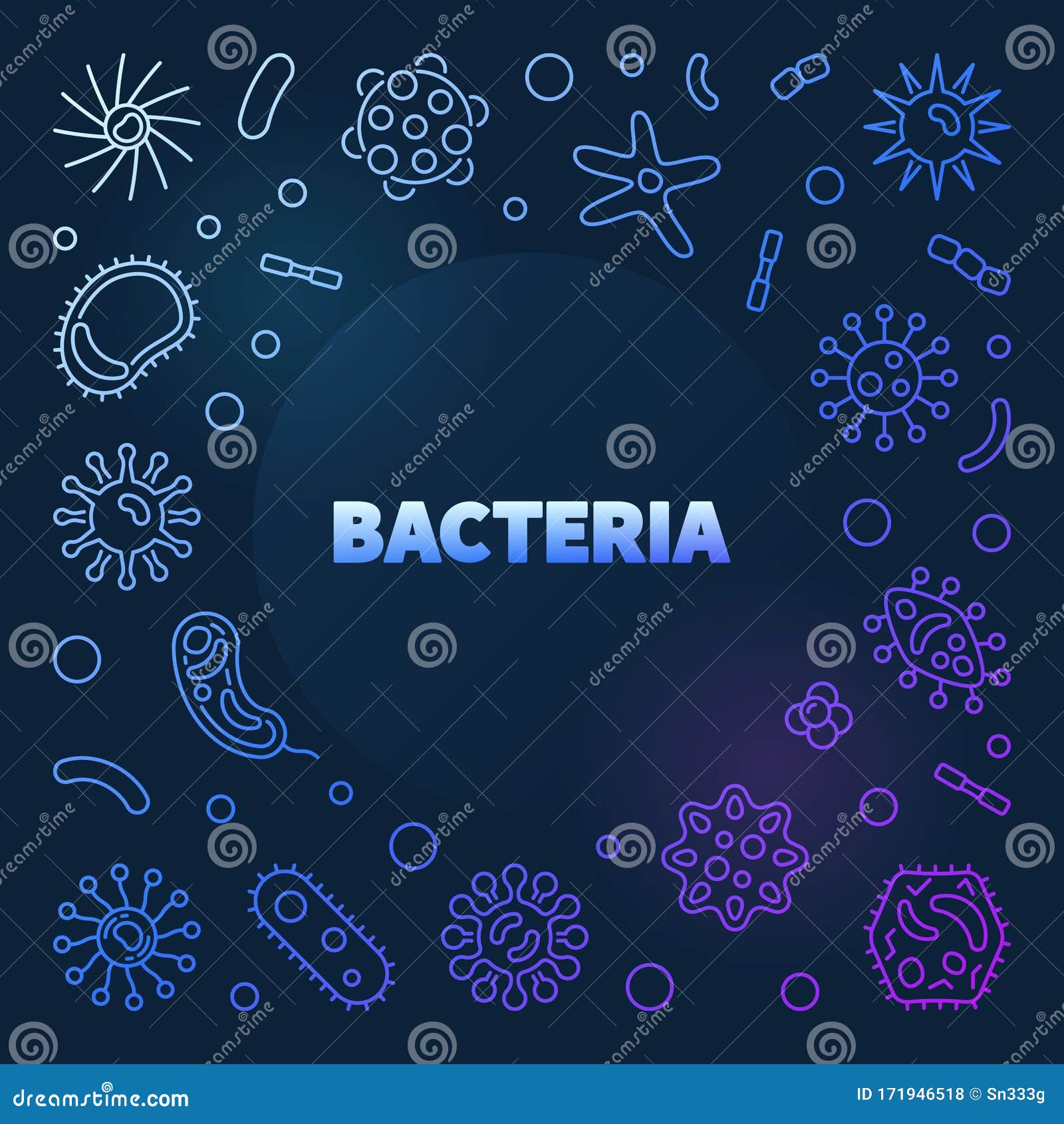 Vector Bacteria Linear Colored Vector Concept Frame Stock Vector ...