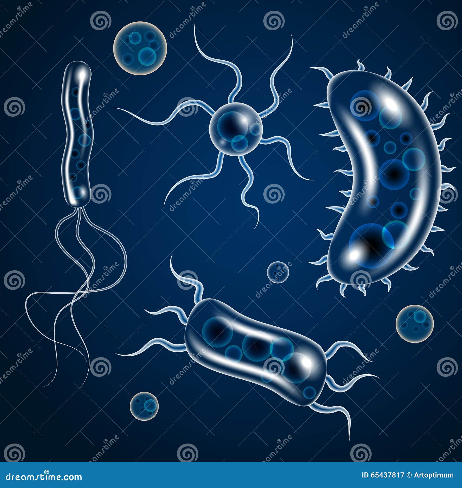 Vector Bacteria, Microbes Icon Set Stock Vector - Illustration of ...