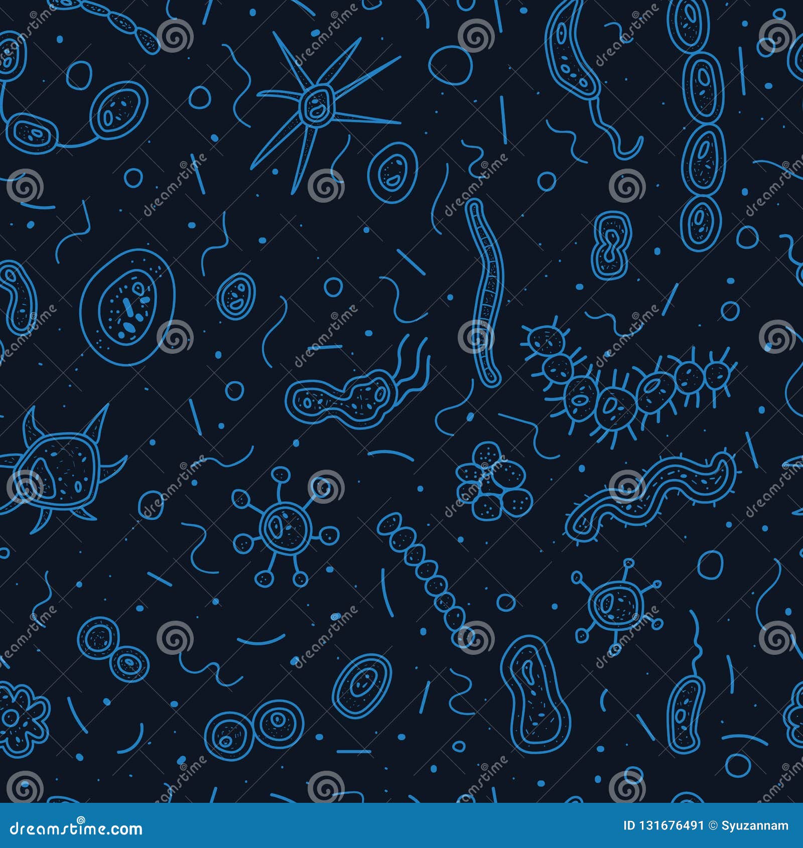 Vector Bacterias Cells Seamless Pattern. Stock Vector - Illustration of ...