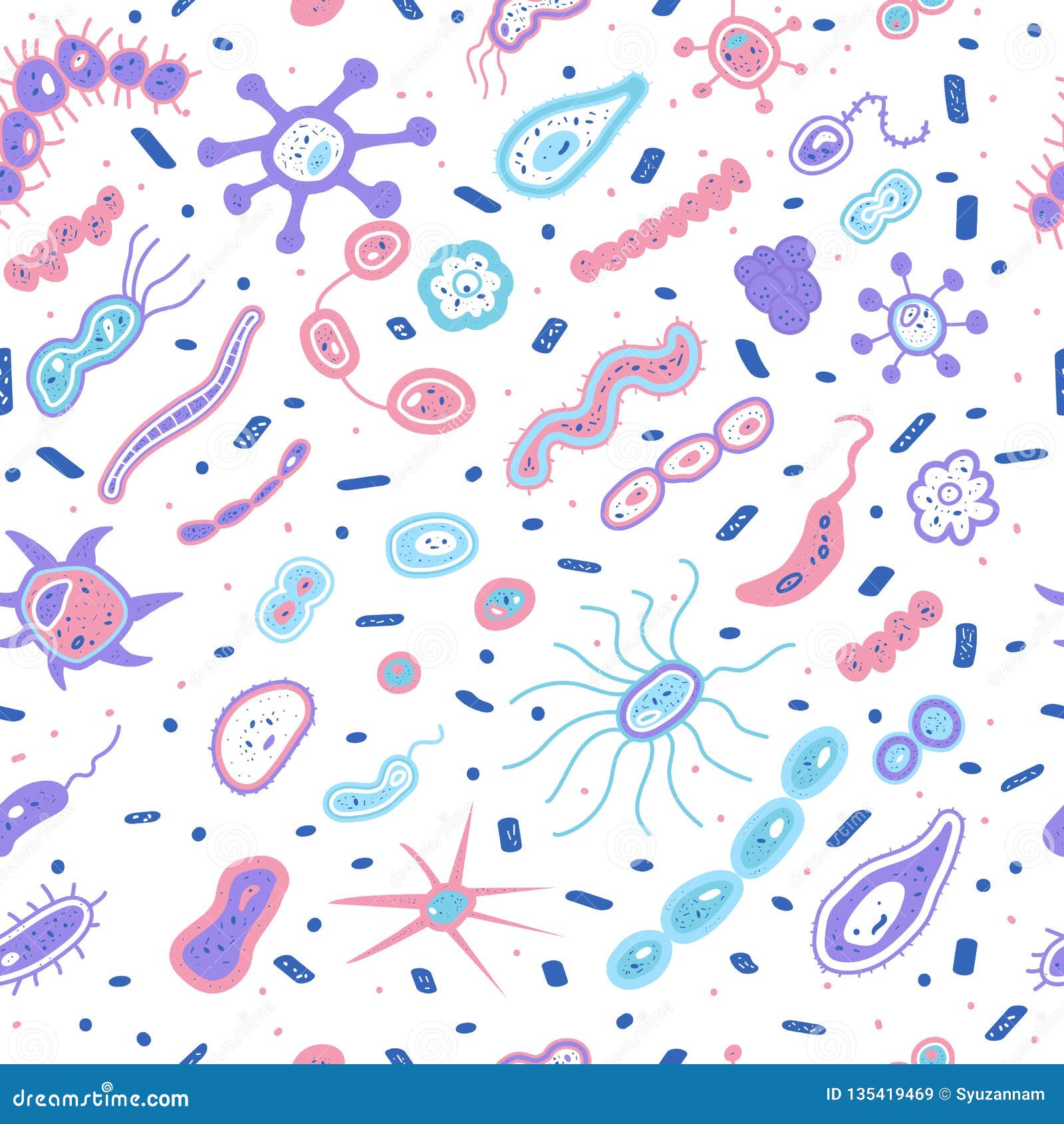 Vector Bacterias Cells Seamless Pattern. Stock Vector - Illustration of ...