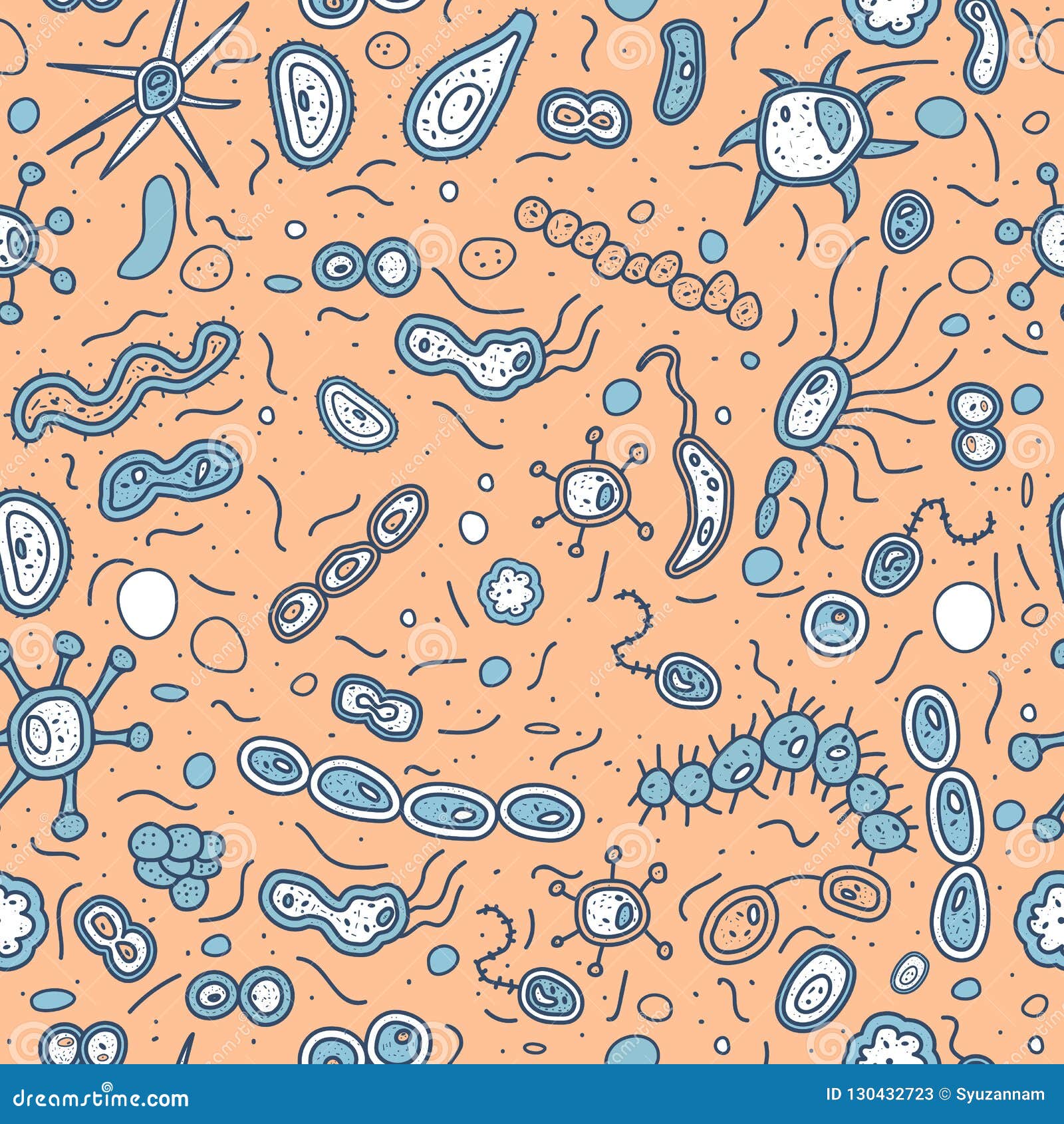Vector Bacterias Cells Seamless Pattern. Stock Vector - Illustration of ...