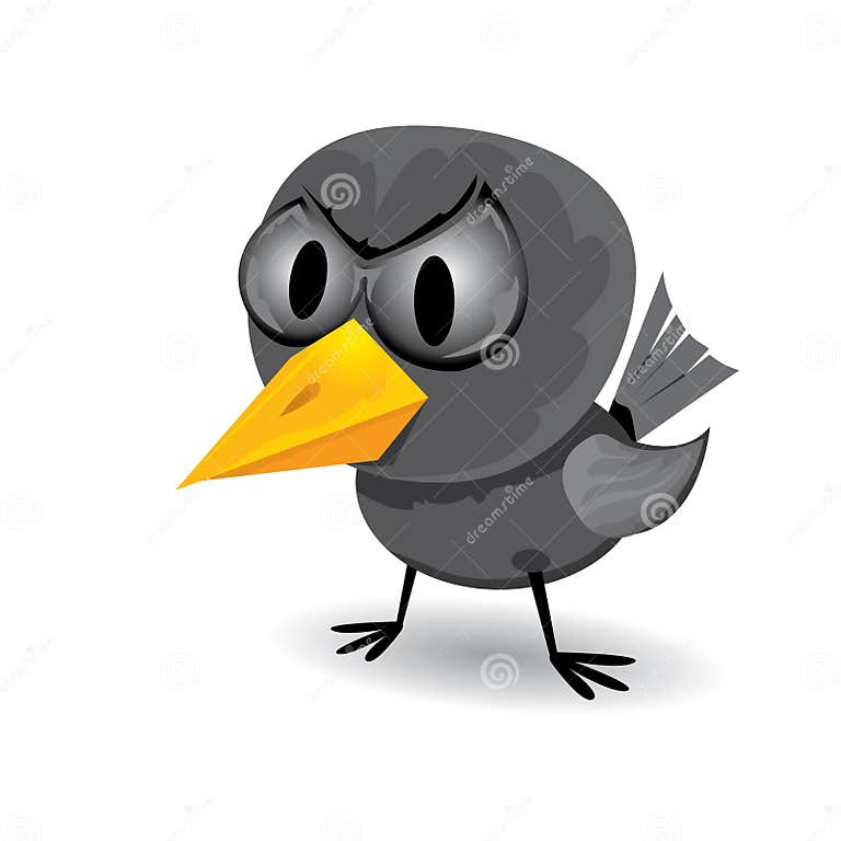 Vector Bad Angry Black Raven Bird. Stock Vector - Illustration of ...