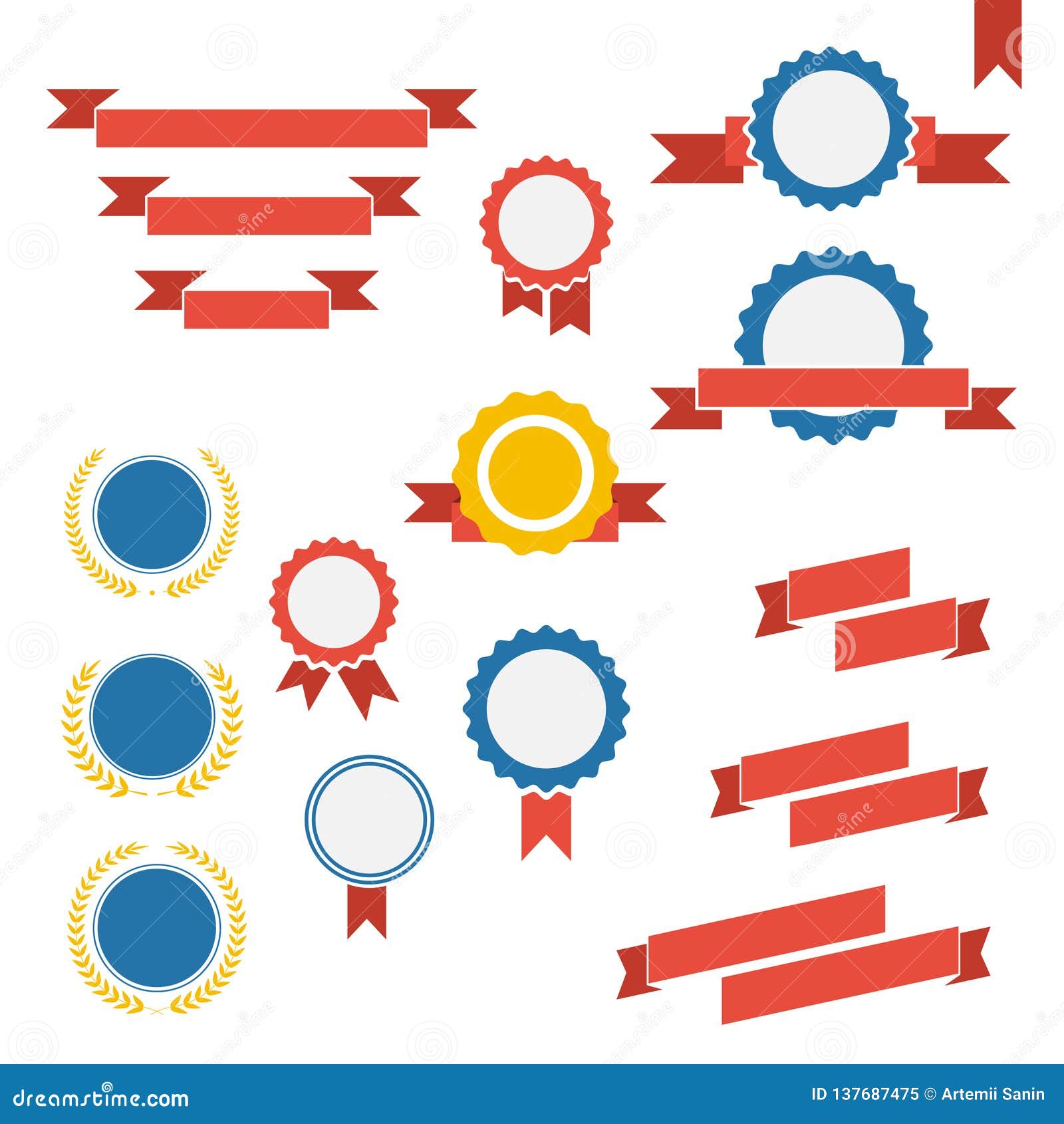 Vector Badge, Labels and Ribbons Emblems Set Stock Vector ...