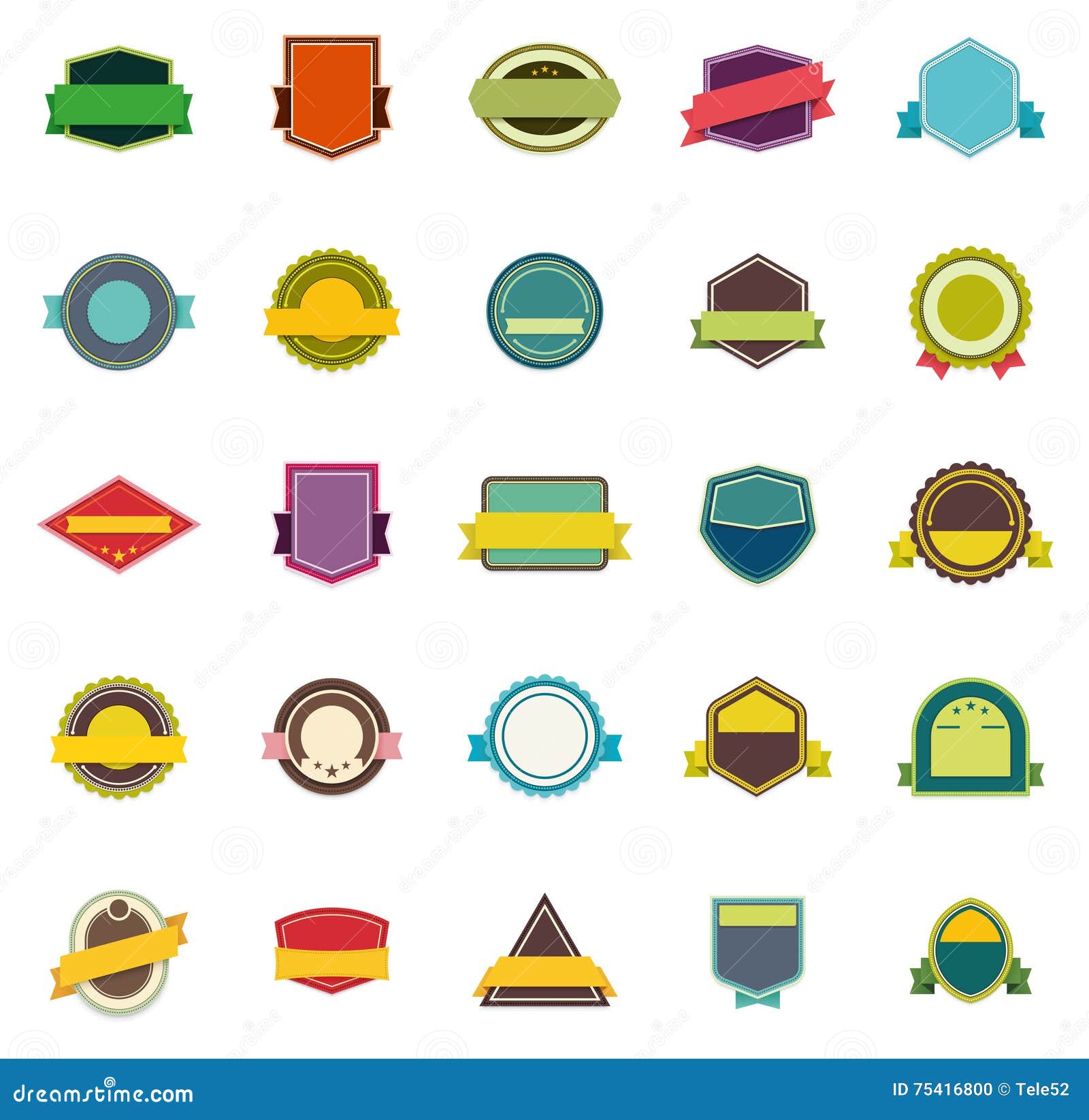 Vector badges and ribbons stock vector. Illustration of decor - 75416800