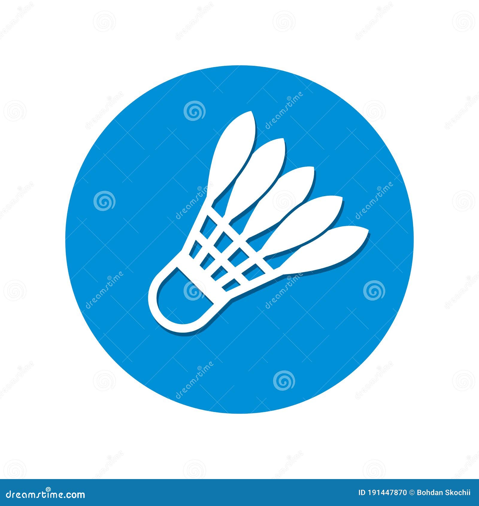 Vector Badminton Shuttlecocks Stylized Icon with Feathers in Circle ...