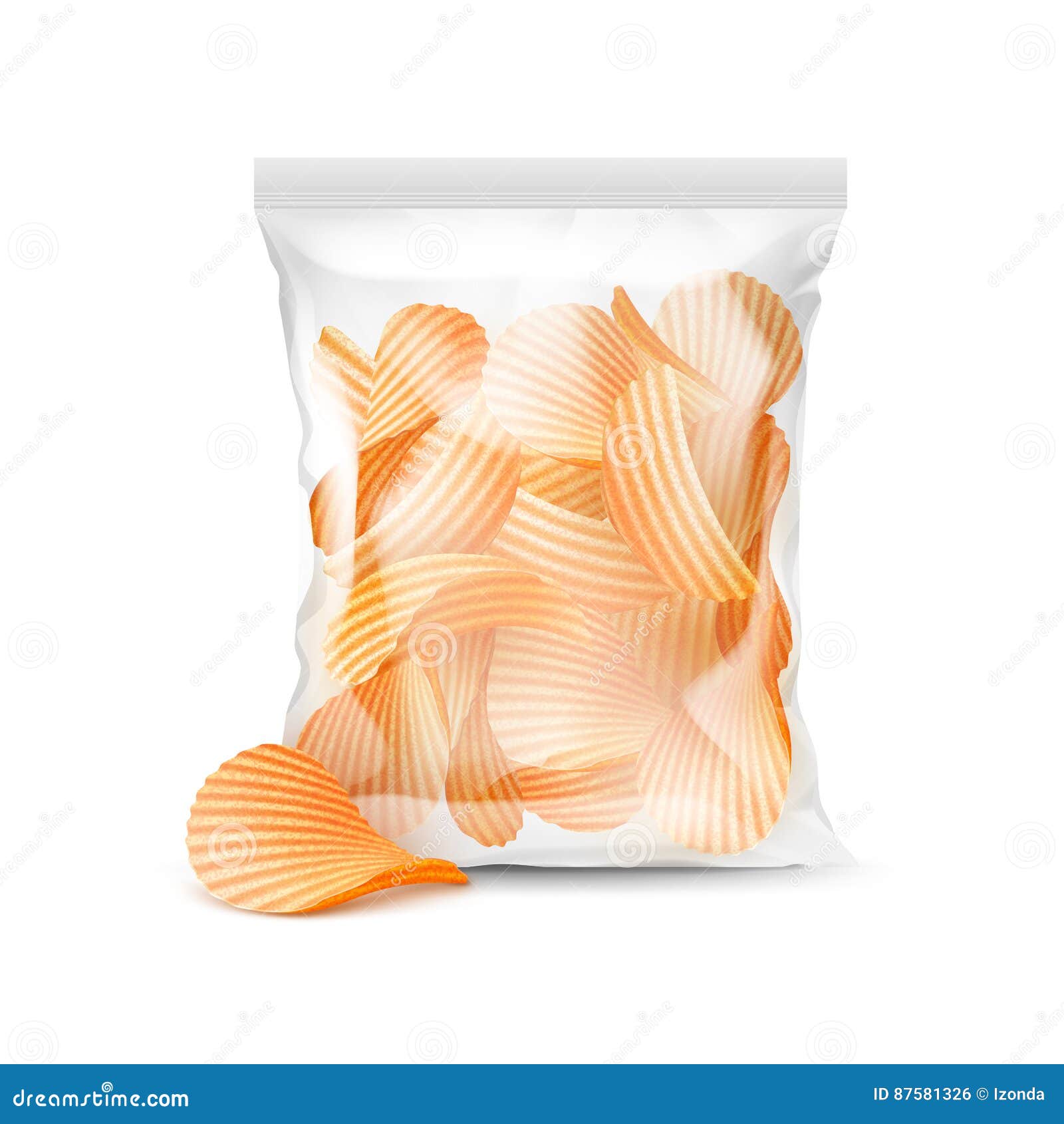 Vector Bag for Package Design Full of Potato Ripple Crispy Chips Stock ...