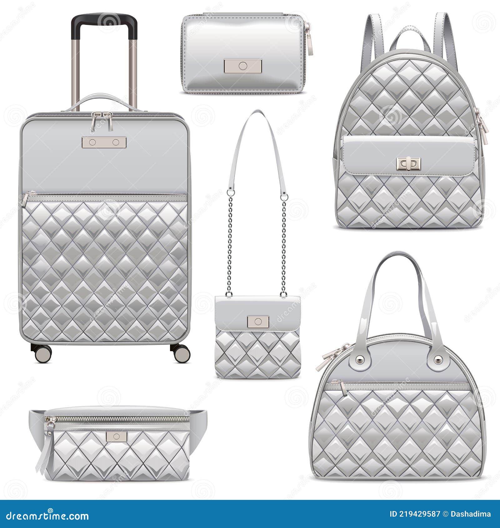 Vector Baggage Silver Set stock vector. Illustration of object - 219429587