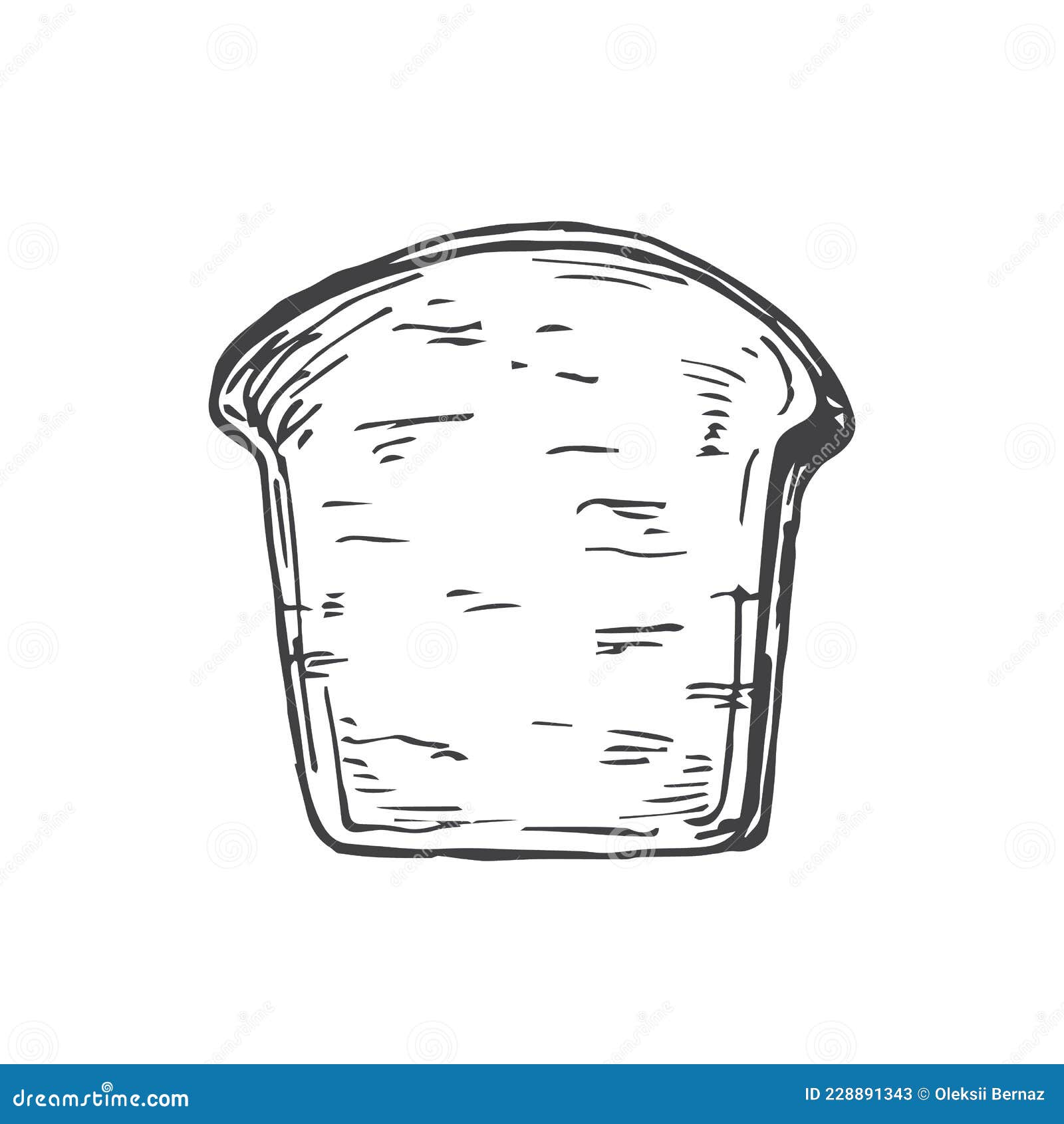 Vector Bakery Sketch. Hand Drawn Illustration of a Piece of Toast Bread ...