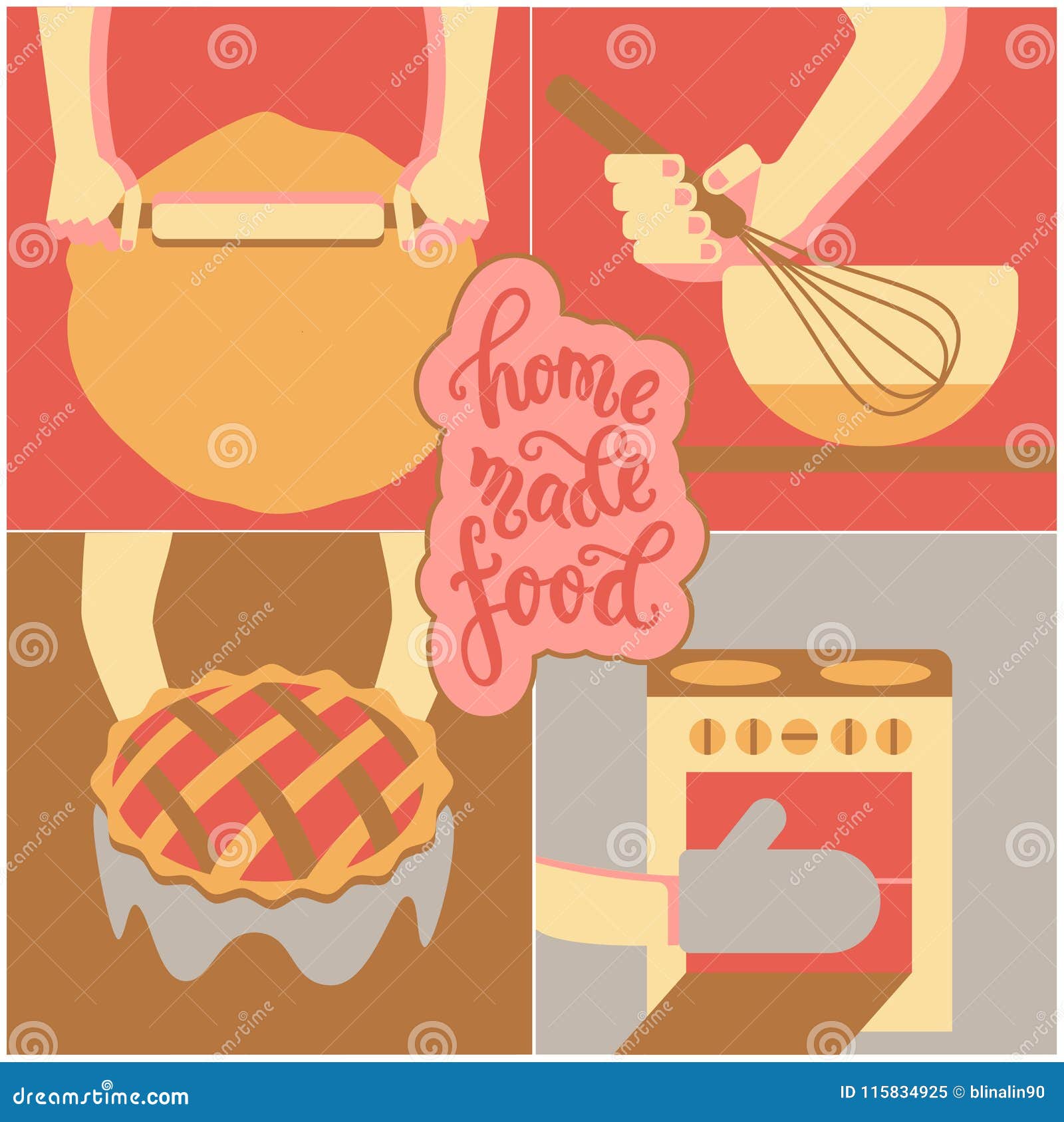 Vector Baking Illustration Process Stock Vector - Illustration of oven ...