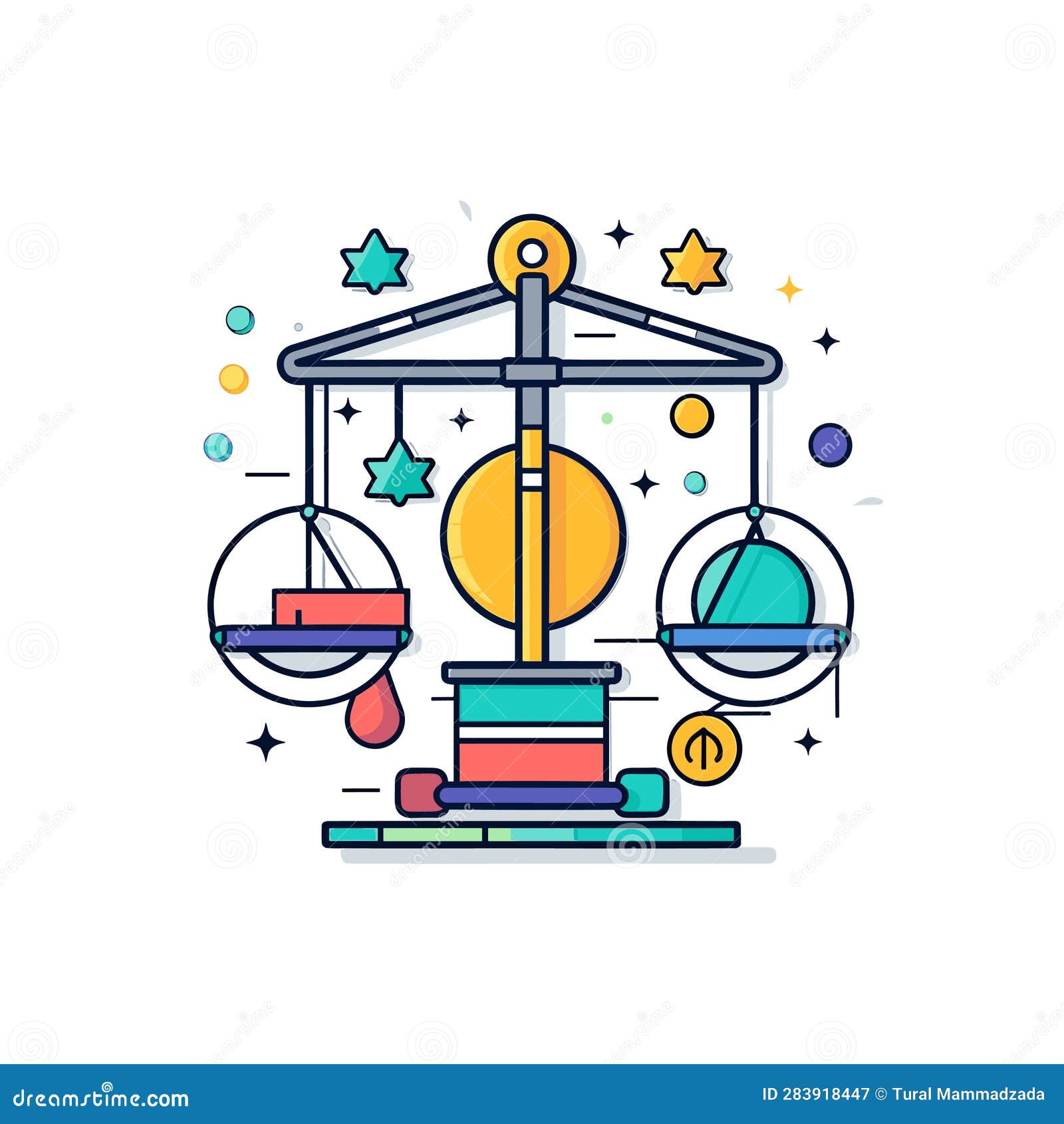 Vector of a Balance Scale with Books and Stars Symbolizing Knowledge ...